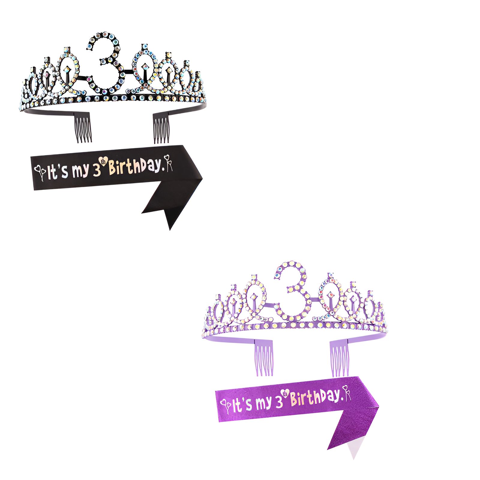 DESIGNICE 2Pcs Birthday Crown Adult Woman,Streamlined Carving ...