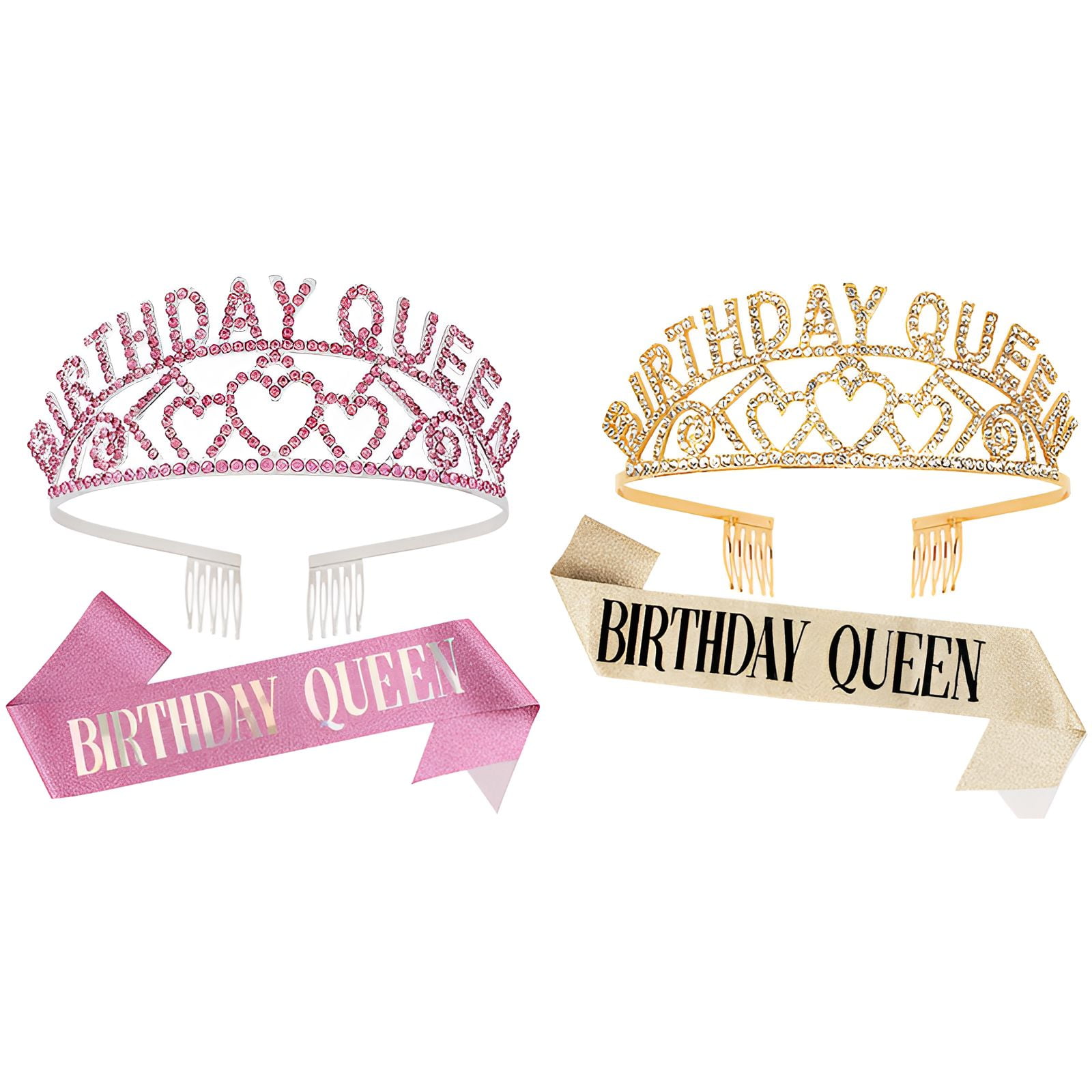 DESIGNICE 2Pcs Birthday Girl Crown,Elegantly Structured 3D Effects Birthday Crown for Girls ...