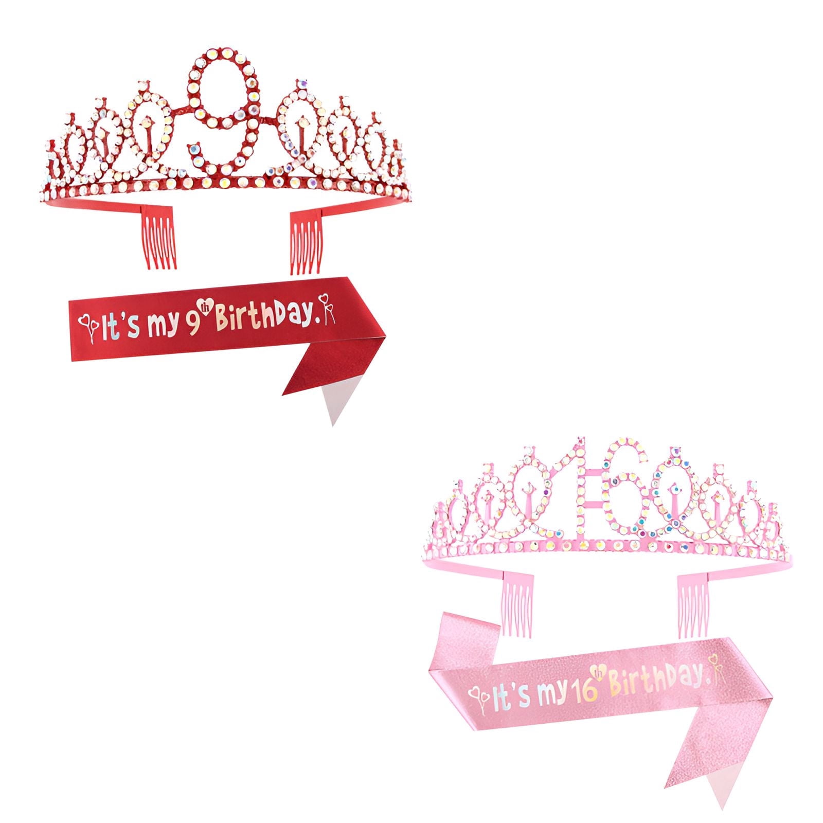 DESIGNICE 2Pcs Birthday Girl Crown,Gorgeous Carving Showcases Taste ...