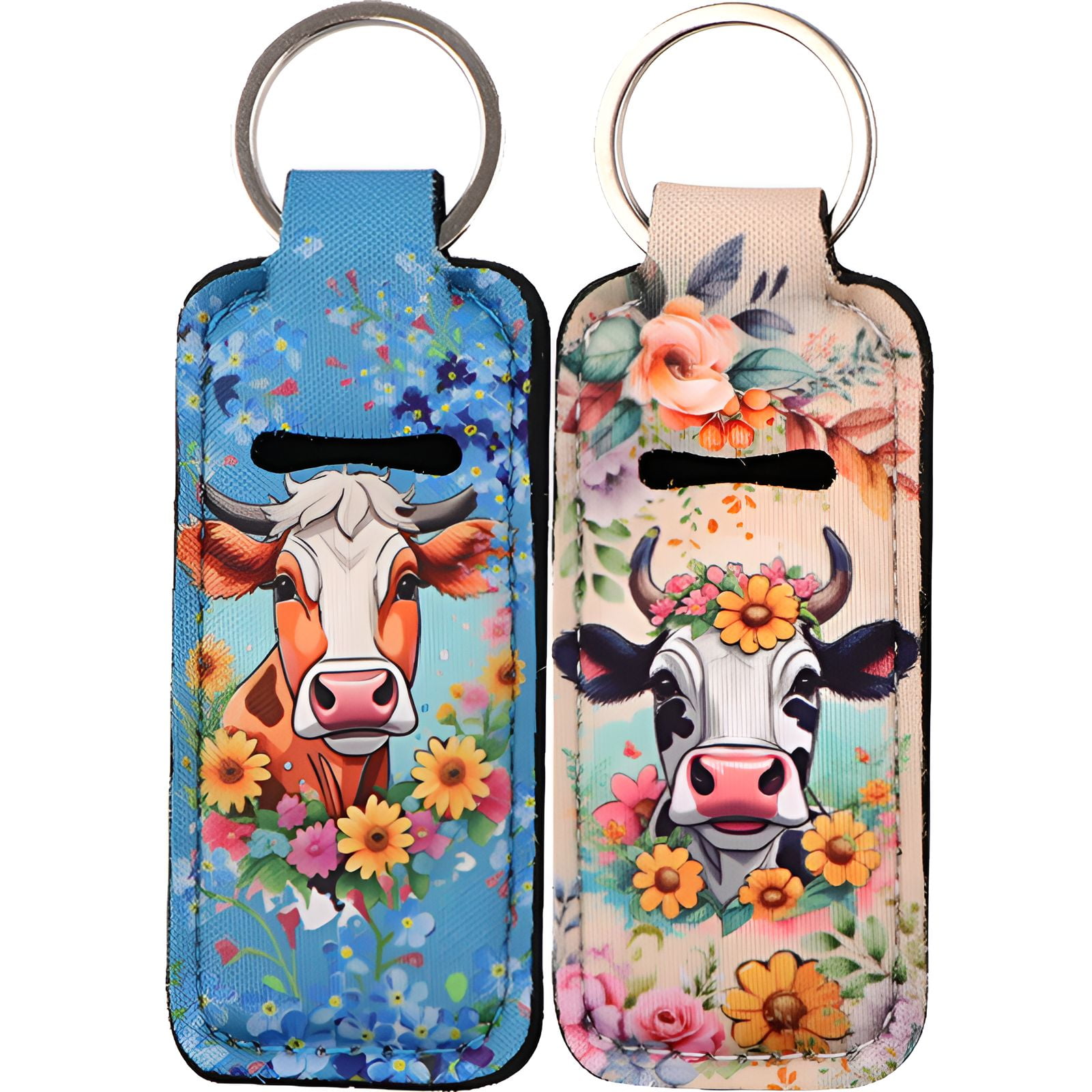 DESIGNICE 2Pcs Chapstick Holder Key Chain,Floral Elements Lively Touch ...