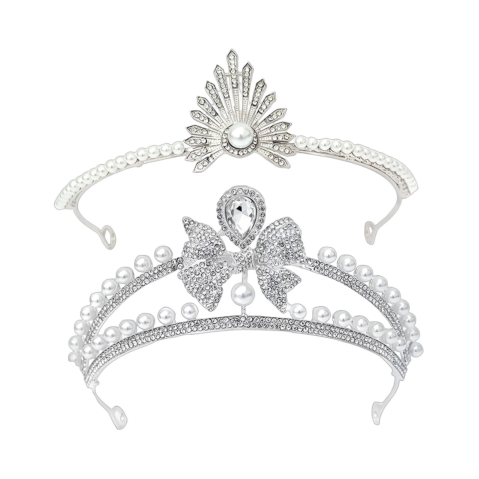 DESIGNICE 2Pcs Crowns for Women,Gracefully Flowing Contour Lines ...
