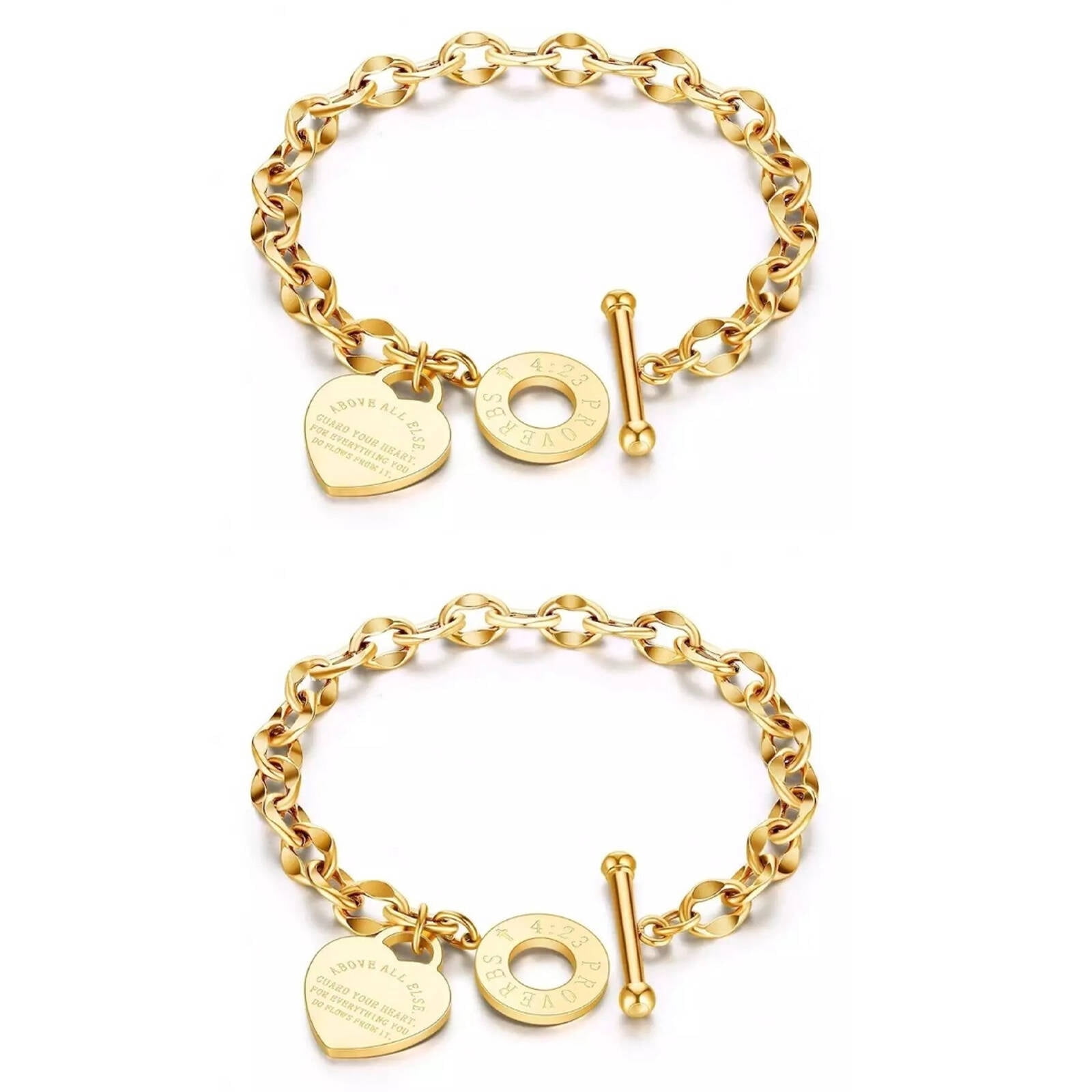 DESIGNICE 2Pcs Gold Charm Bracelet,18K Gold Plated Heart Charm Bracelet ...