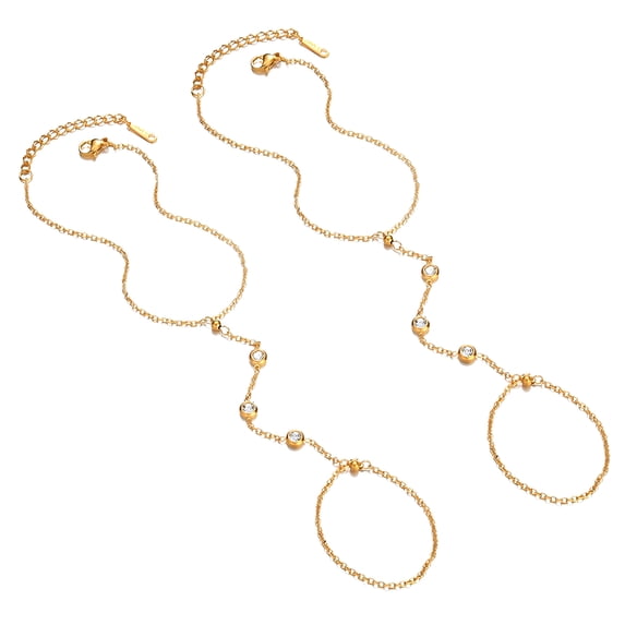 DESIGNICE 2Pcs Hand Chain Bracelet, Neat Silhouette Ring Bracelet Hand ...