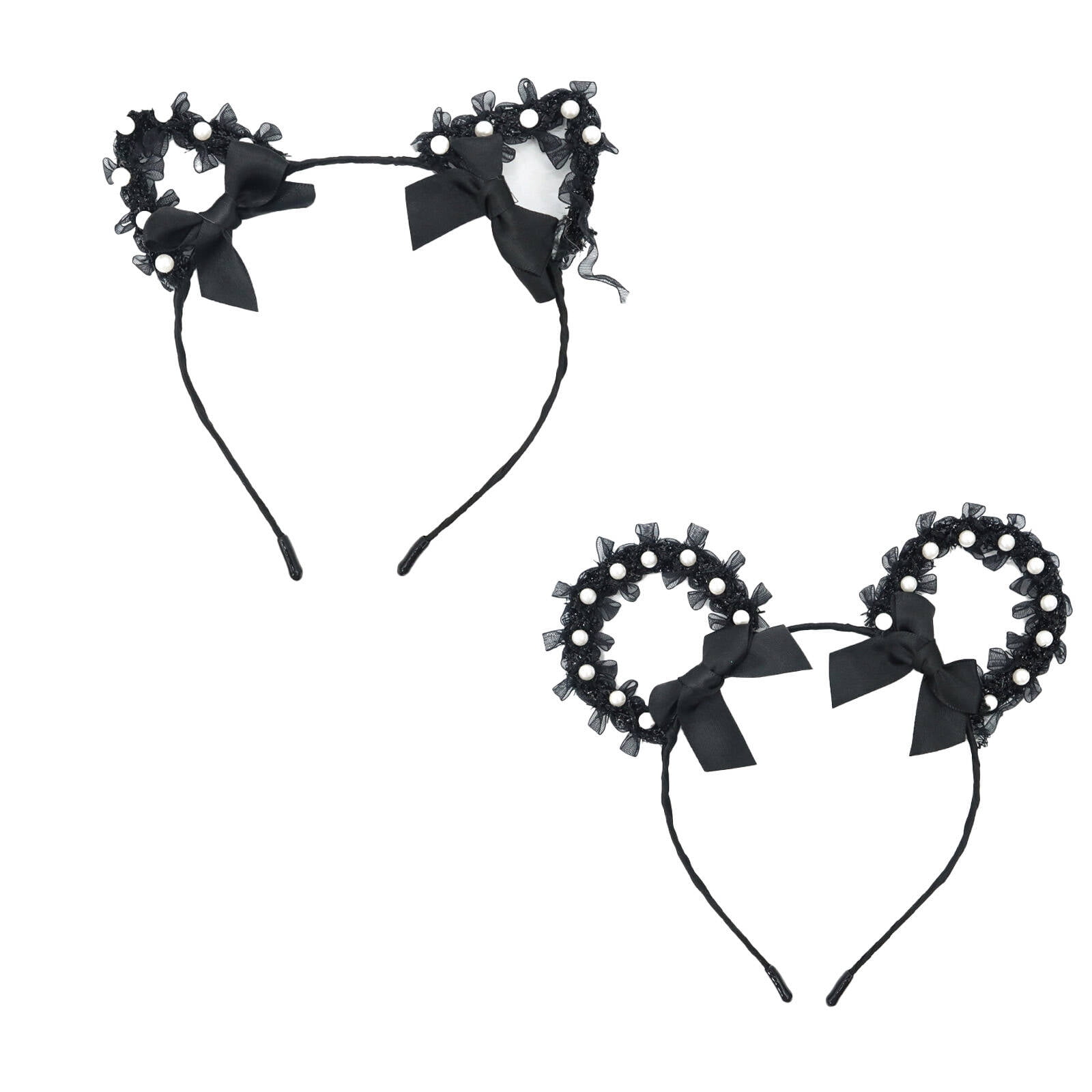 DESIGNICE 2Pcs Headbands for Women Lace Cat Ears Headband Sexy Black ...