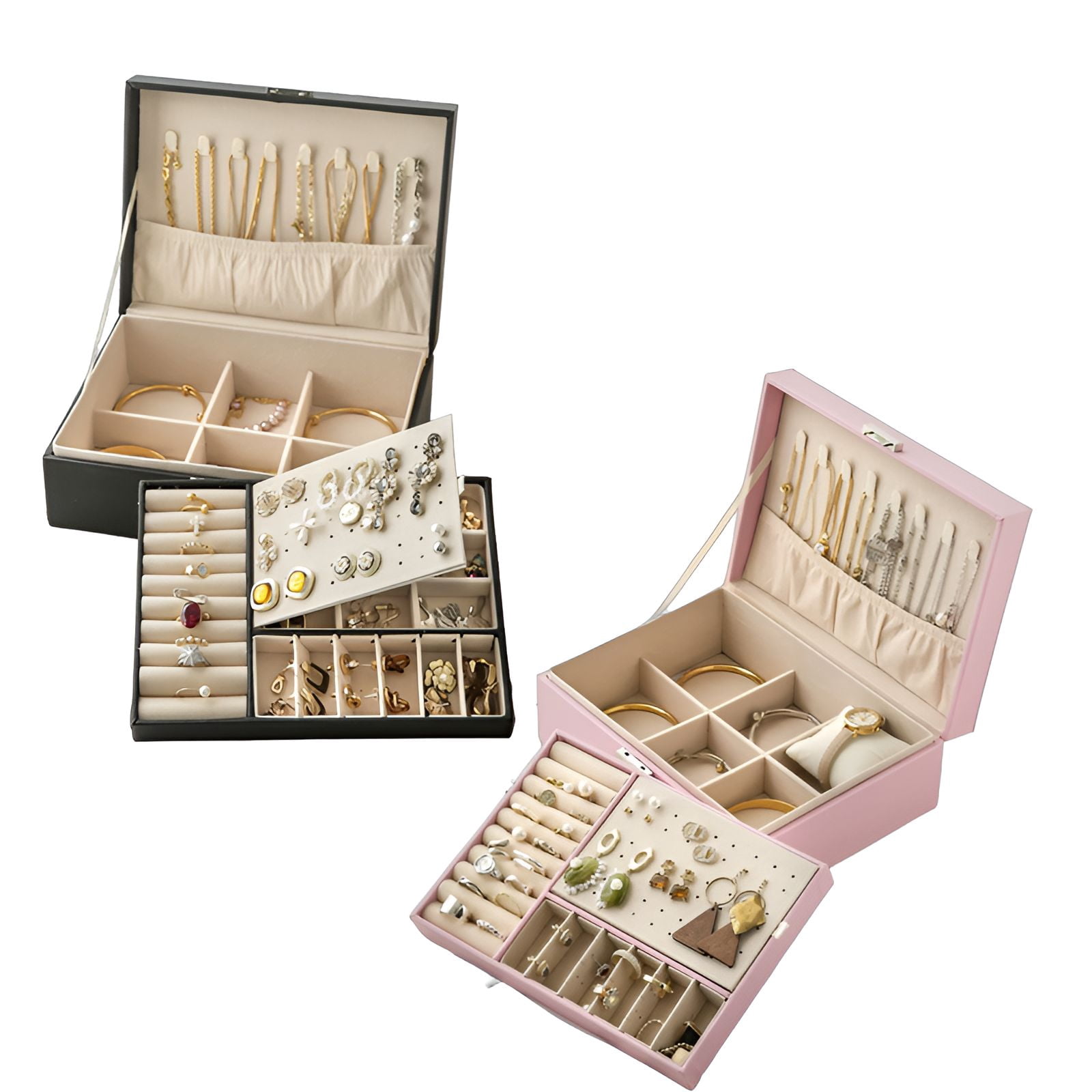DESIGNICE 2Pcs Jewelry Box,Foldable Design for Space Efficiency Jewelry ...