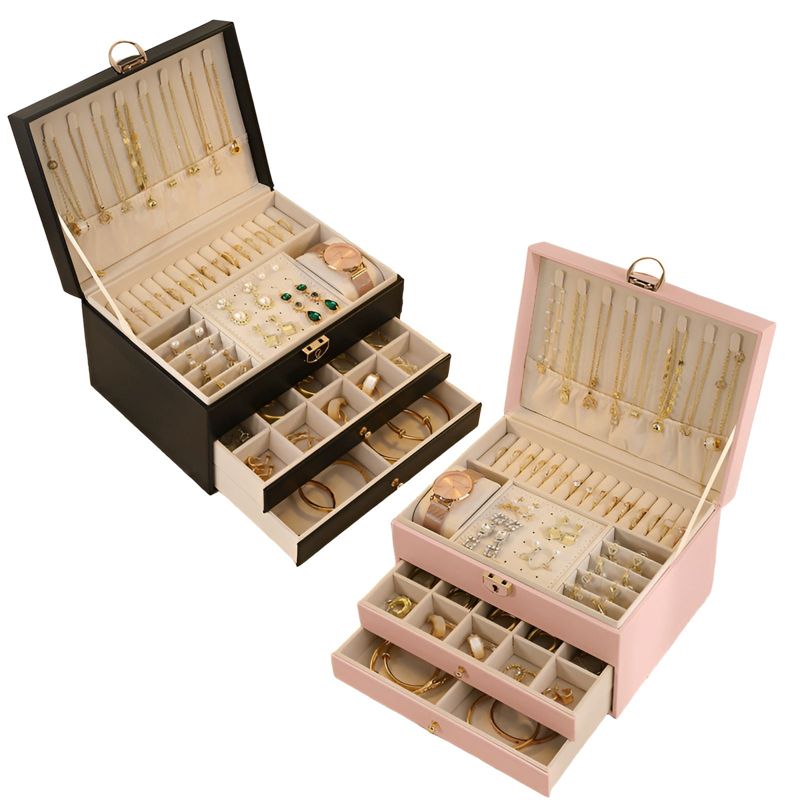 DESIGNICE 2Pcs Jewelry Organizer,Stackable Drawer-Style Storage ...