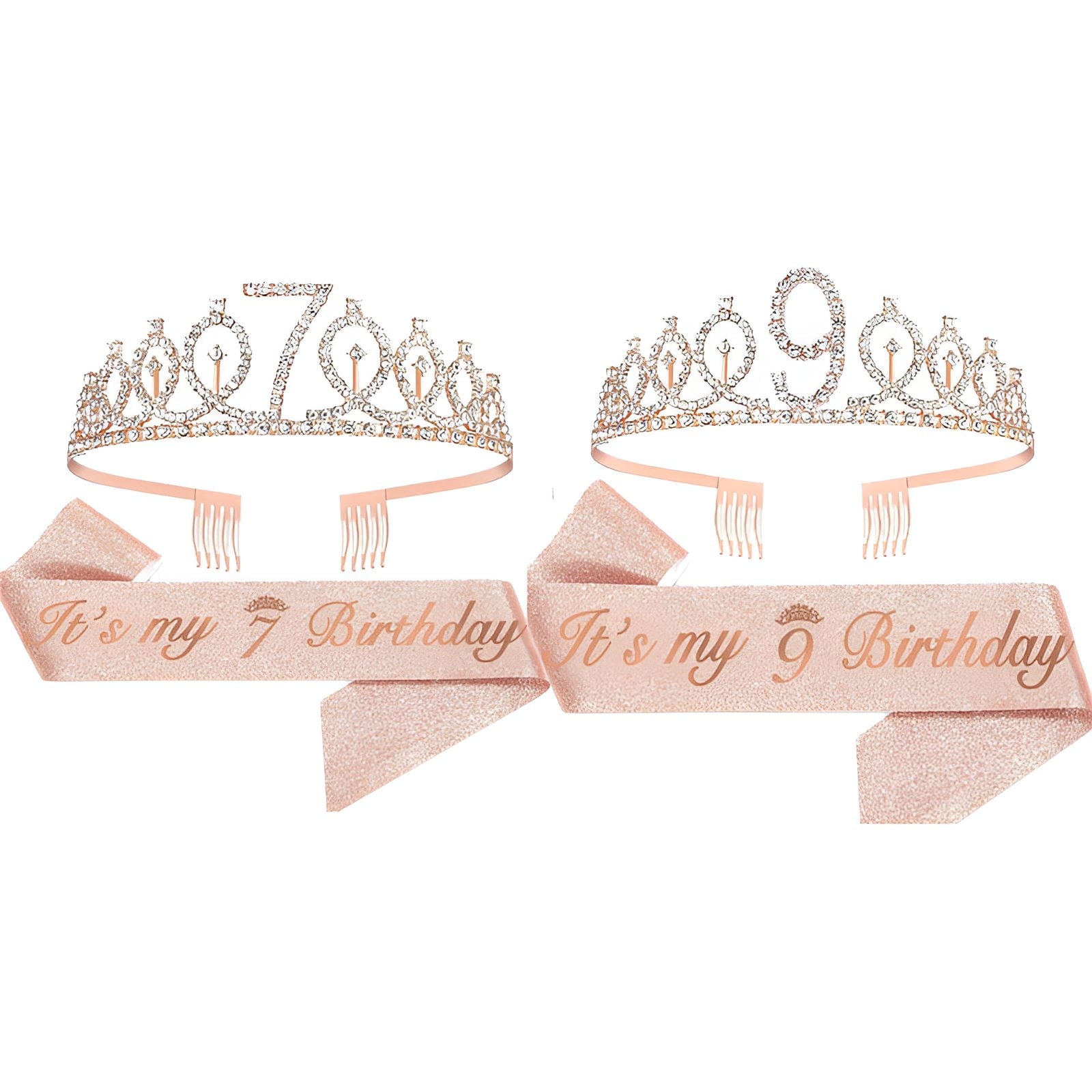 DESIGNICE 2Pcs Princess Crown,Brightly Structured 3D Effects King Crown ...