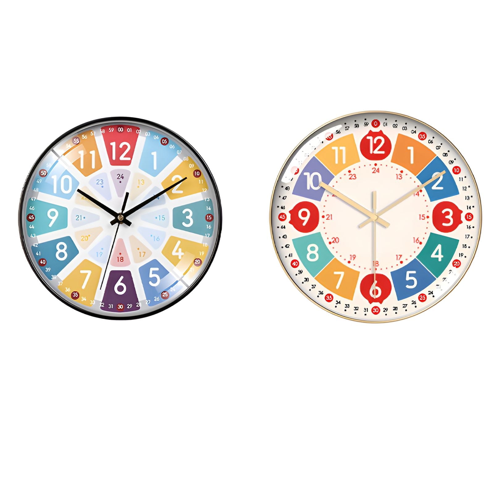 DESIGNICE 2Pcs Wall Clock,Chic Solid Border Modern Wall Clock,Smooth ...