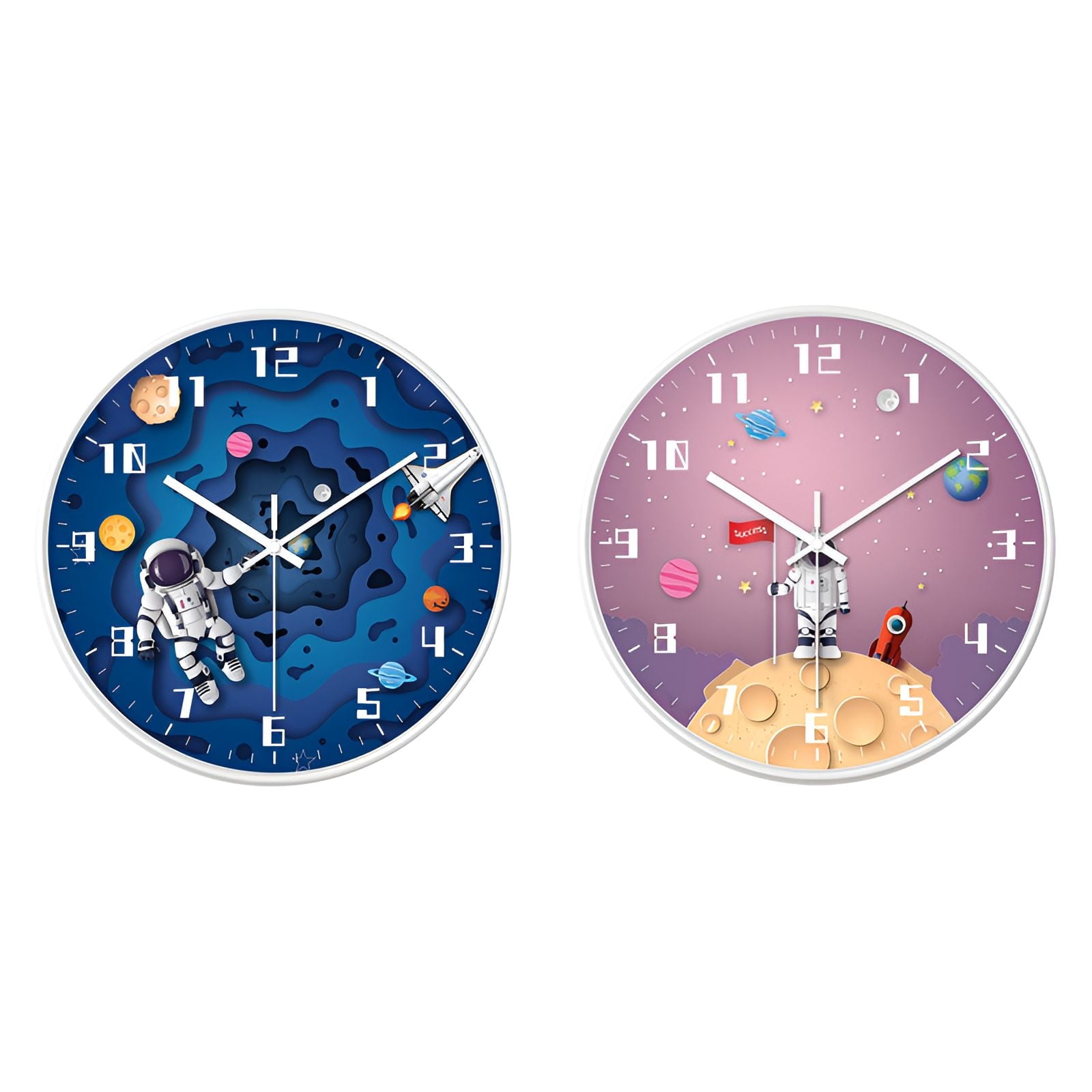 DESIGNICE 2Pcs Wall Clock,Classic Contrast Modern Wall Clock ...