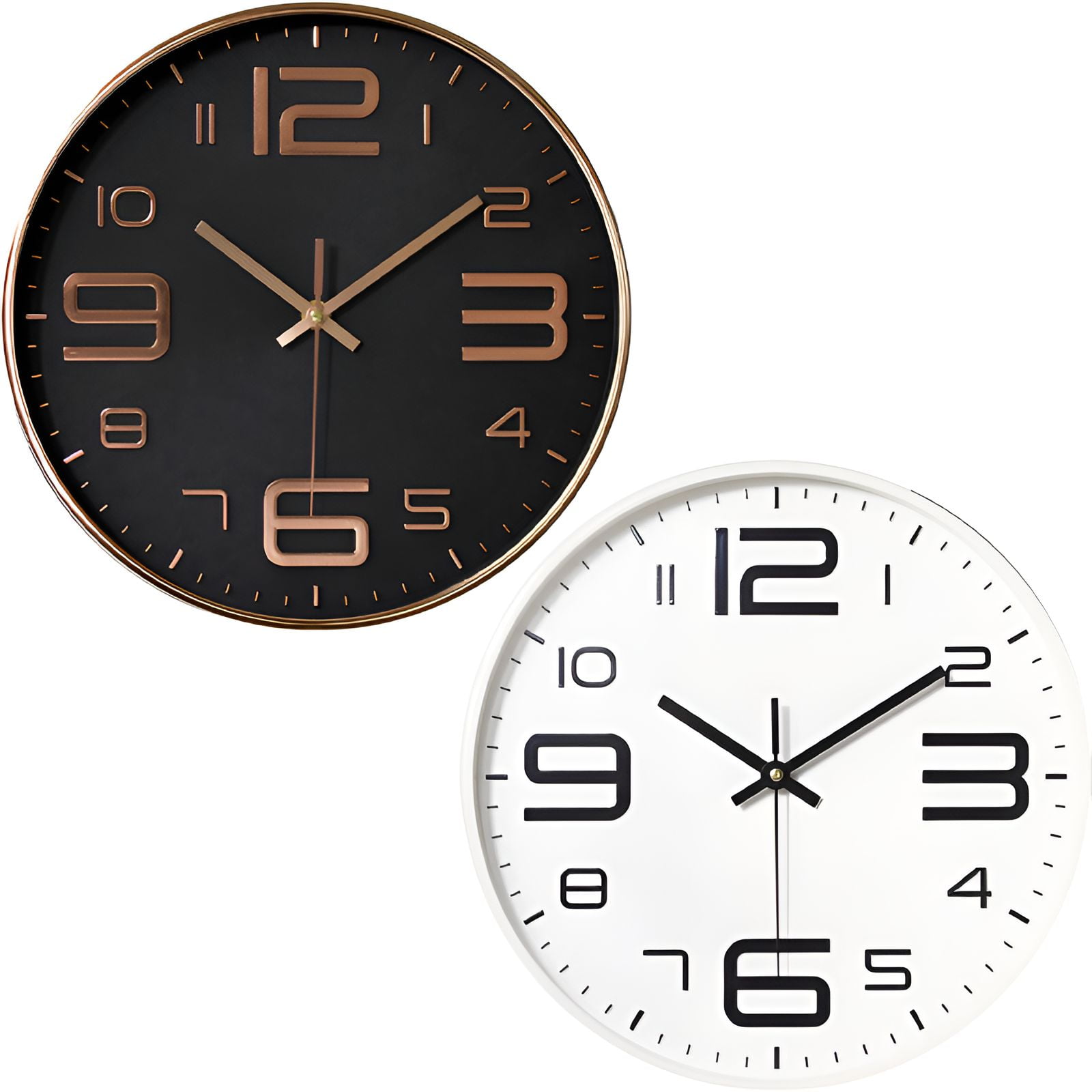 DESIGNICE 2Pcs Wall Clock,Classic Frame Modern Wall Clock,Chic Appeal ...