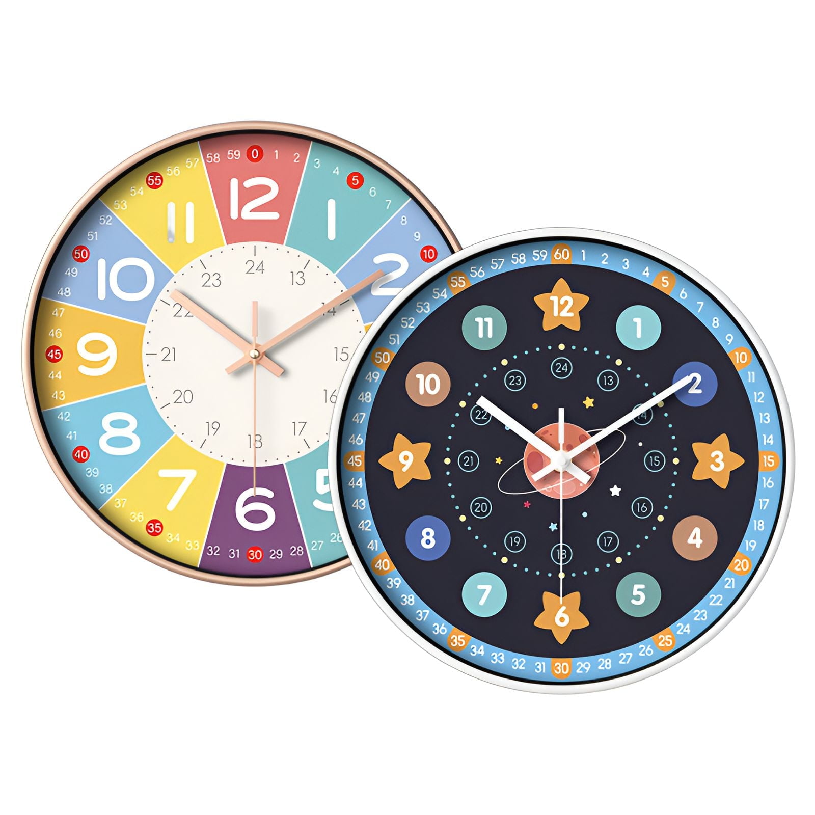 DESIGNICE 2Pcs Wall Clock,Clear Scale Modern Wall Clock,Easy to Read ...