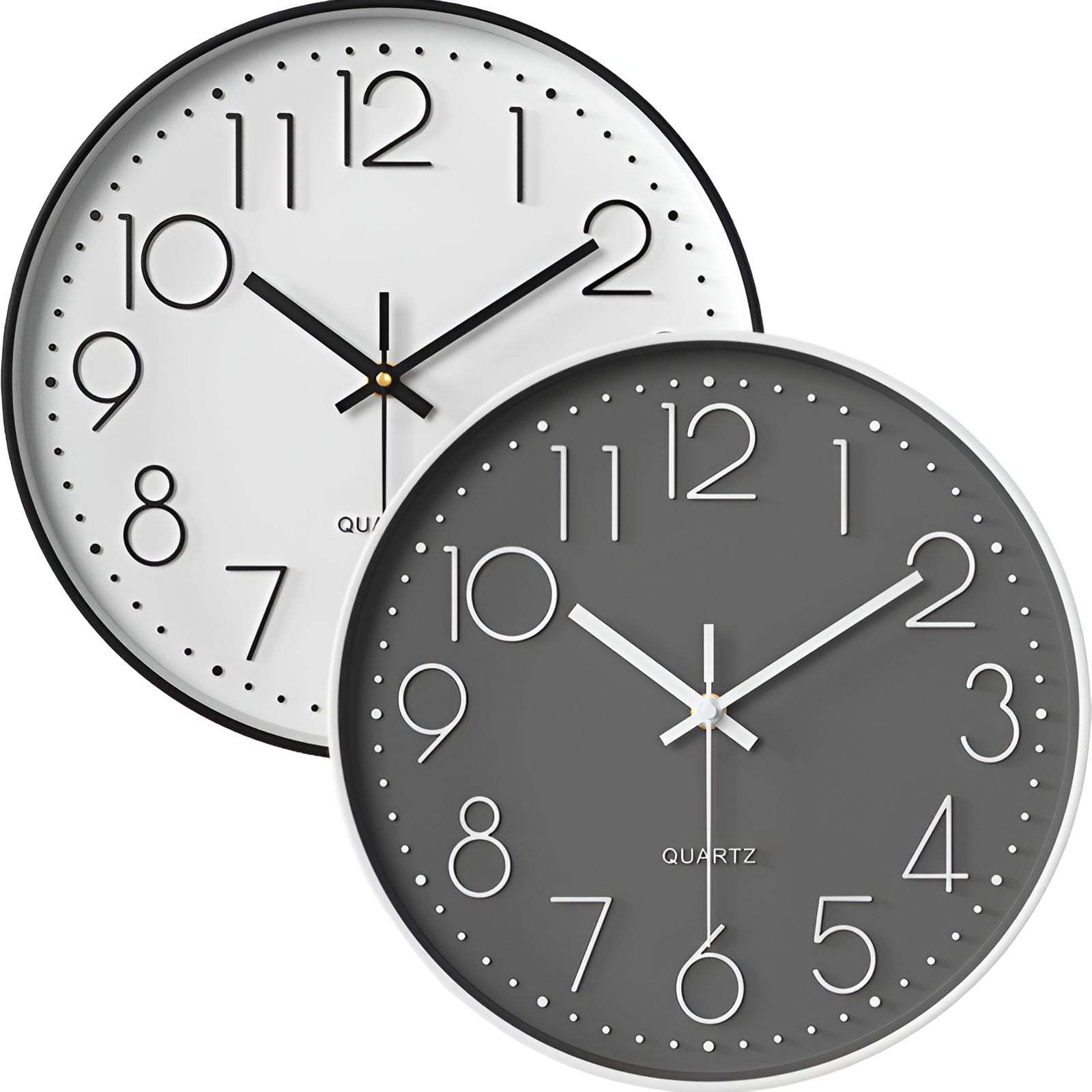 DESIGNICE 2Pcs Wall Clock,Clear View Modern Wall Clock,Easy Setup ...