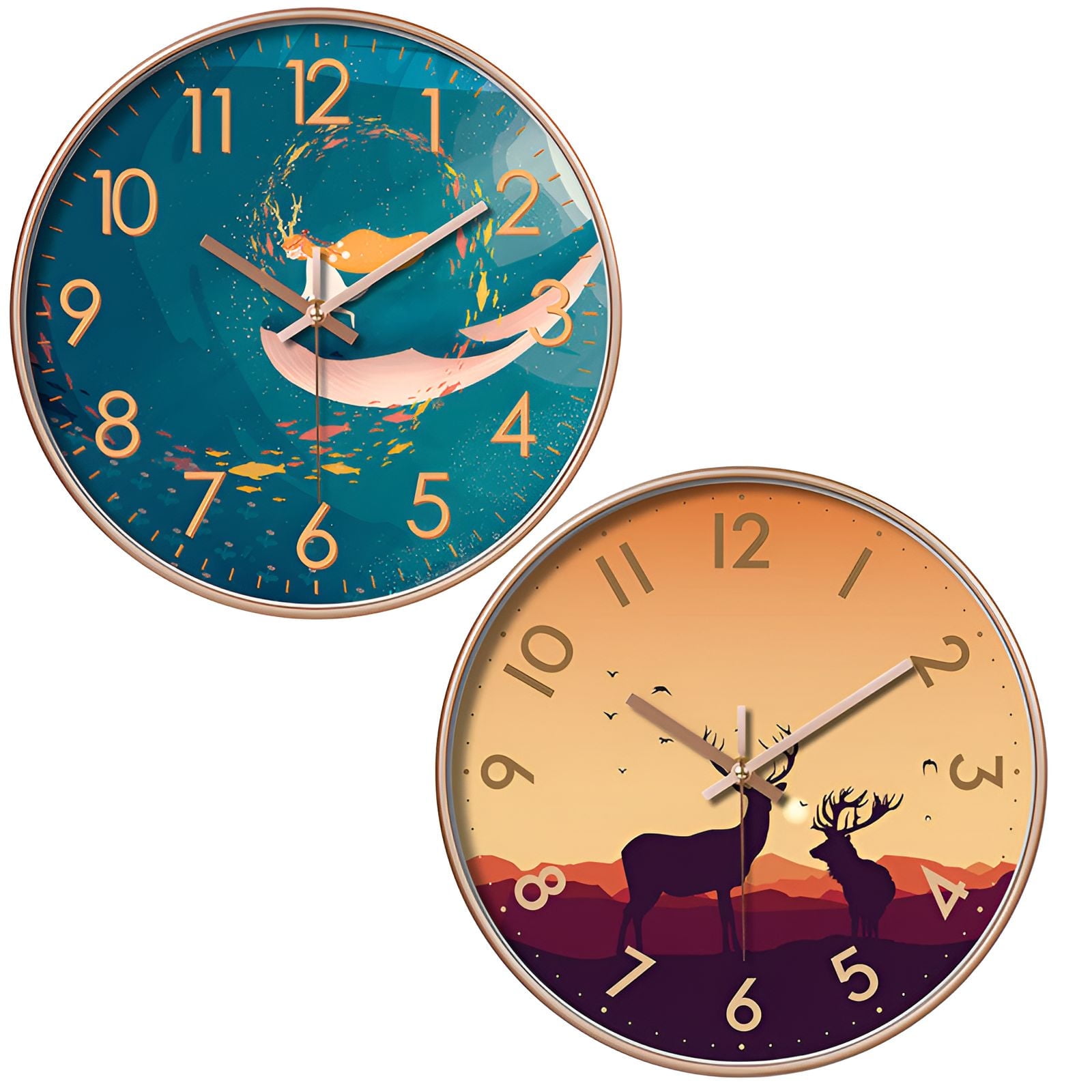 DESIGNICE 2Pcs Wall Clock,Decorative Design Modern Wall Clock,Clear ...