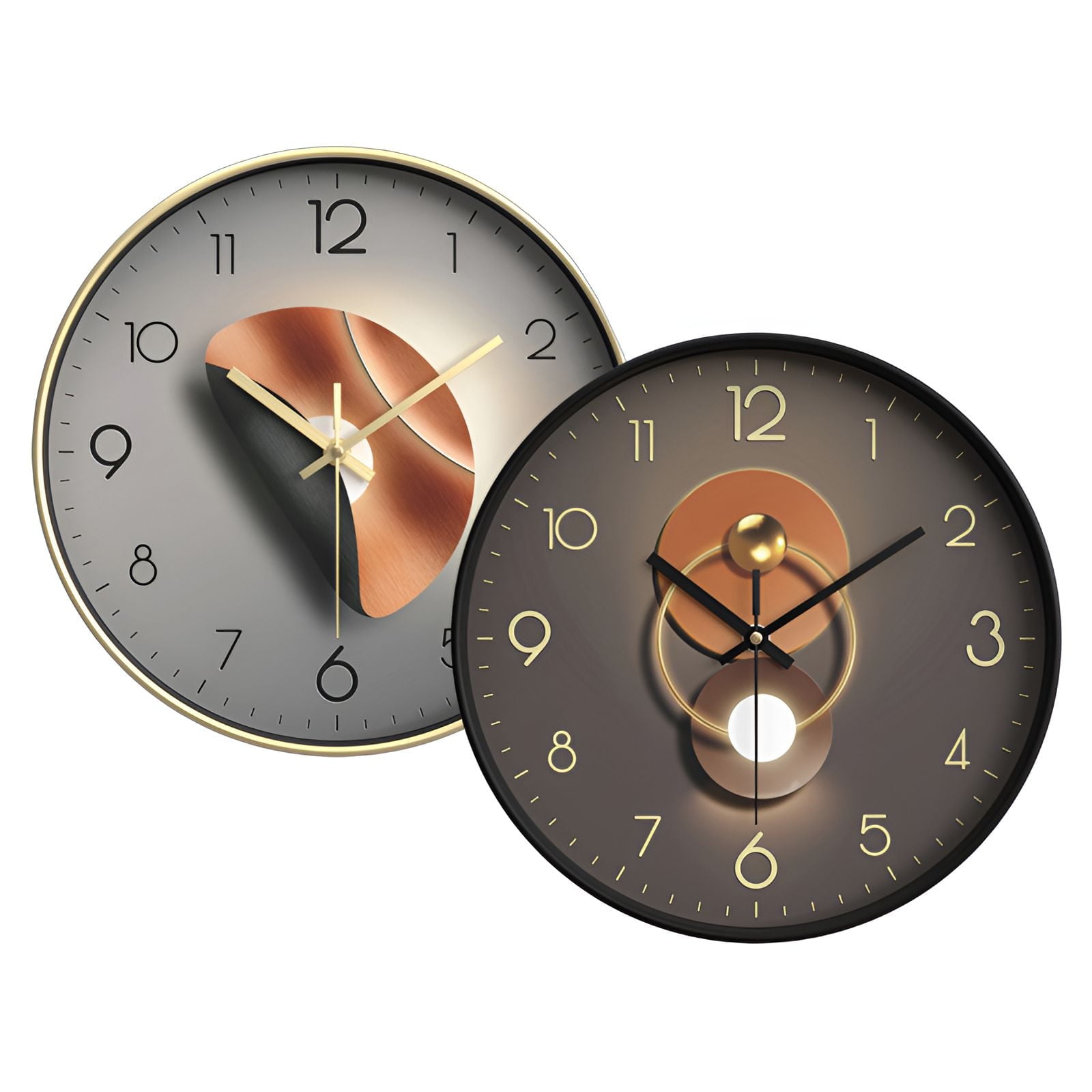 DESIGNICE 2Pcs Wall Clock,Geometric Art Modern Wall Clock,Accurate Time ...