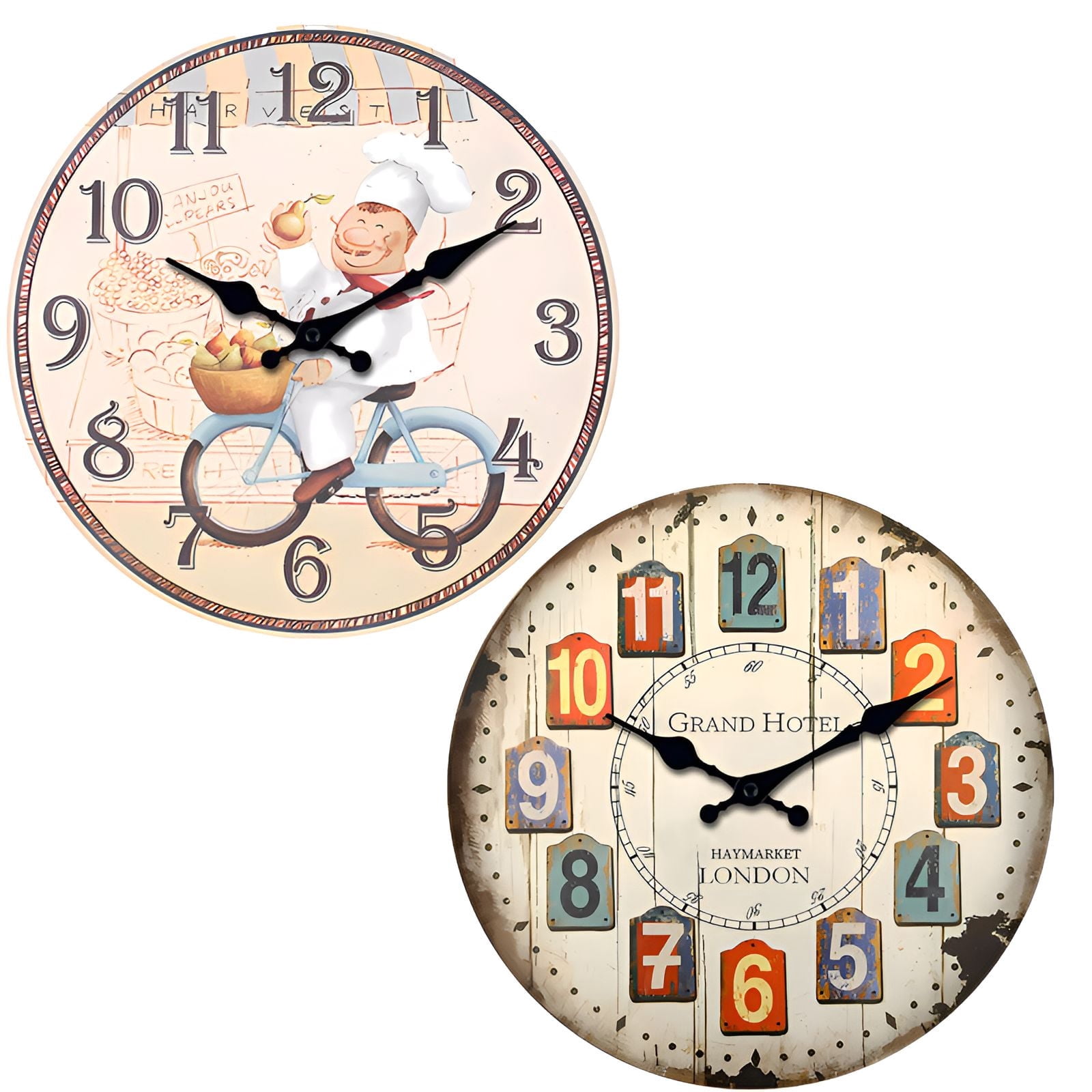 DESIGNICE 2Pcs Wall Clock,Modern Clock Modern Wall Clock,Vintage Appeal ...