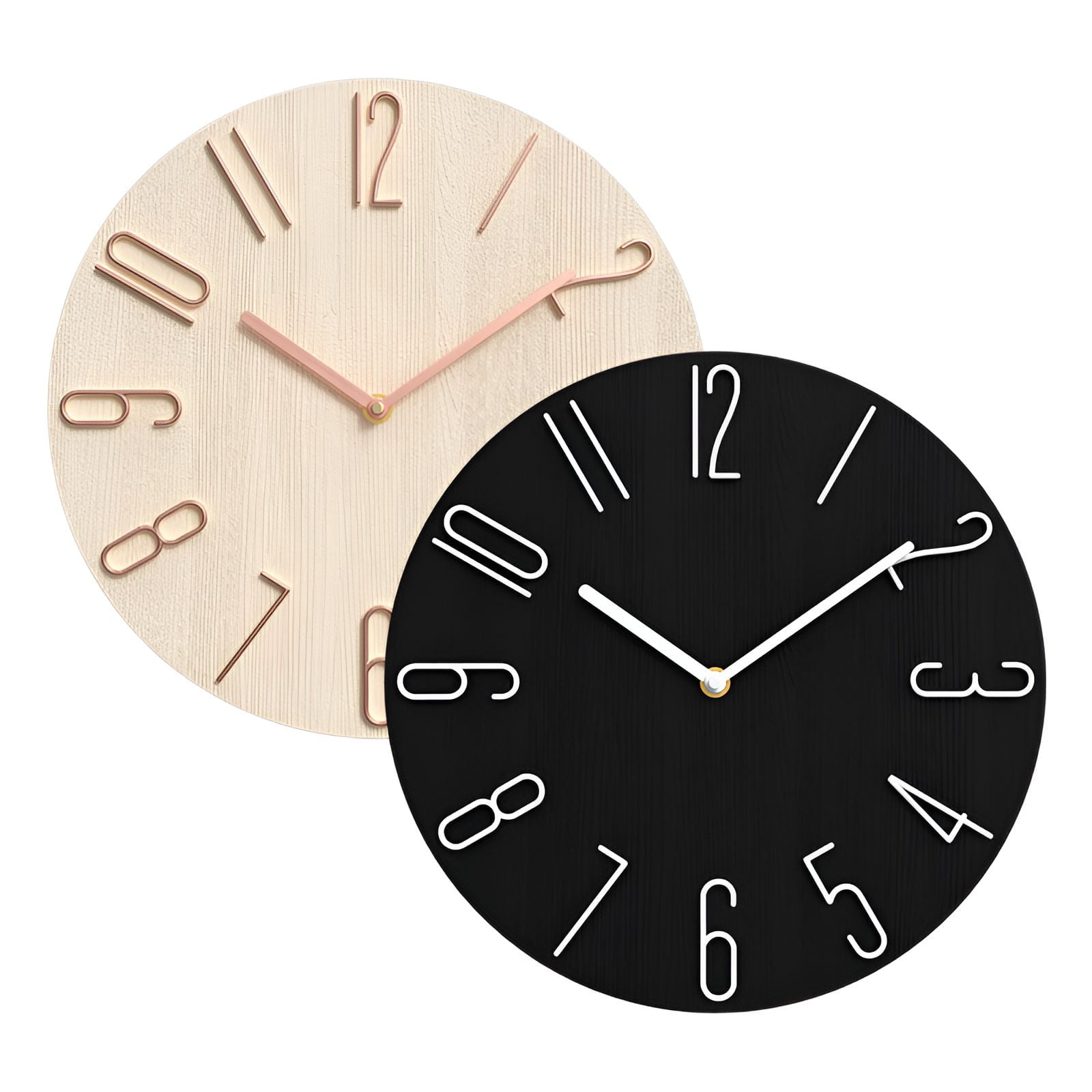 DESIGNICE 2Pcs Wall Clock,Nordic Design Modern Wall Clock,Stylish Home ...