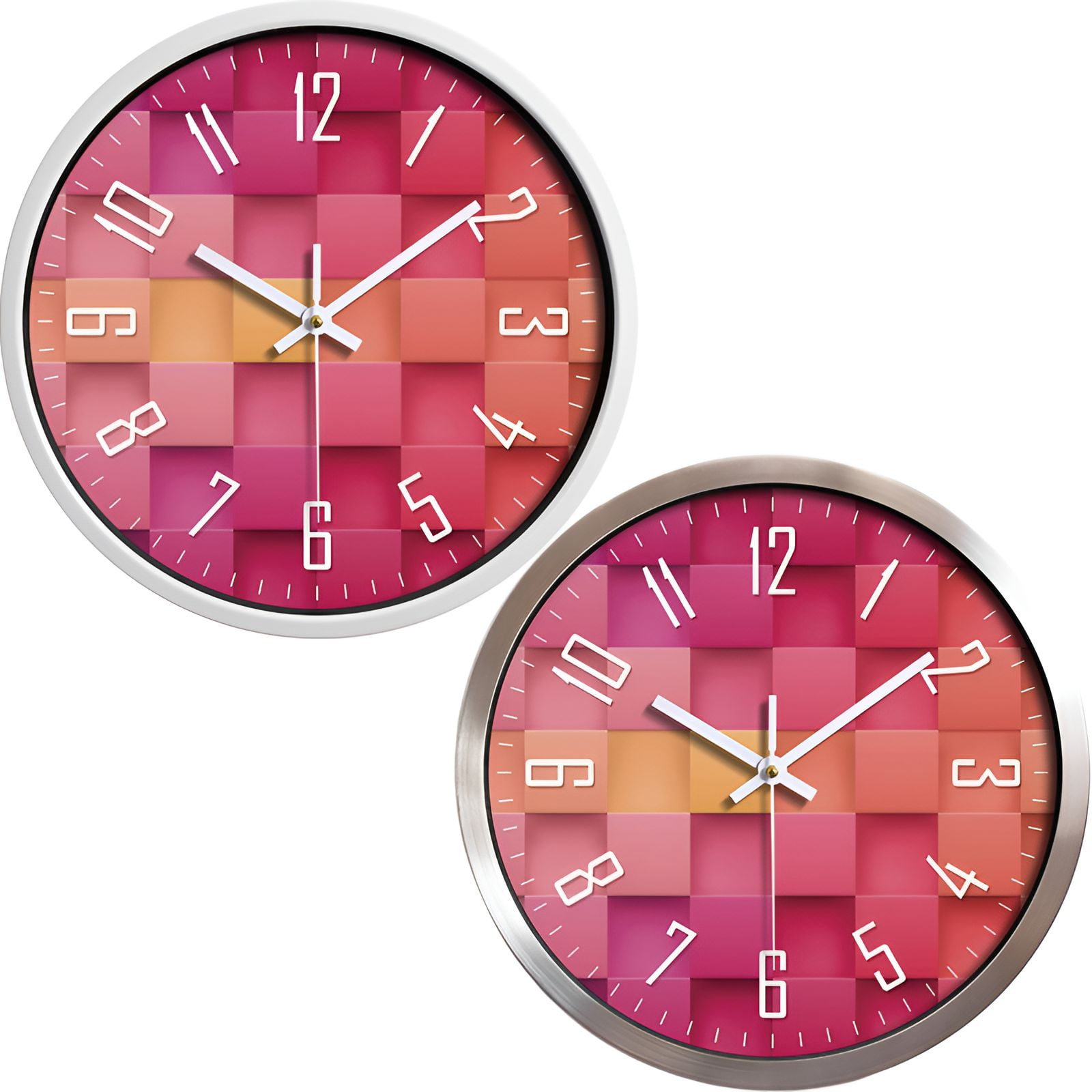 DESIGNICE 2Pcs Wall Clock,Piano Finish Modern Wall Clock,Rust Resistant ...