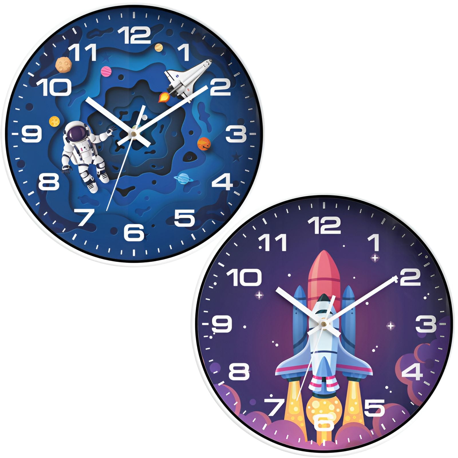 DESIGNICE 2Pcs Wall Clock,Rust-Resistant Finish Modern Wall Clock ...