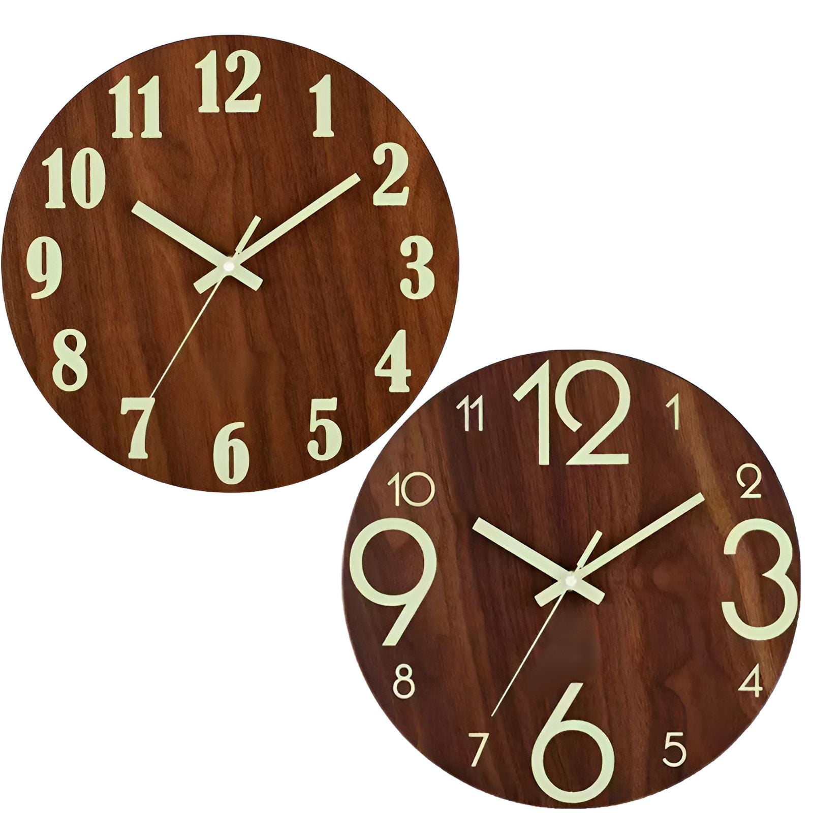 DESIGNICE 2Pcs Wall Clock,Seamless Wood Panel Modern Wall Clock,Sturdy ...