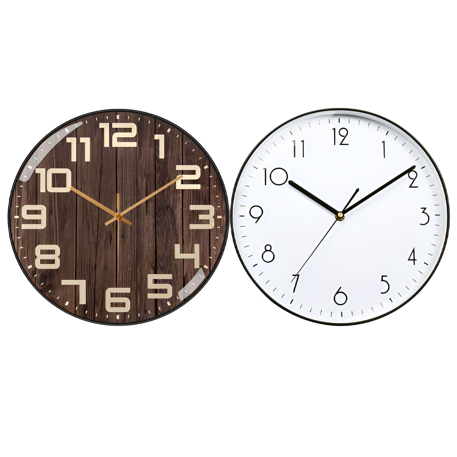 DESIGNICE 2Pcs Wall Clock,Silent Movement Modern Wall Clock,Clear Dial ...