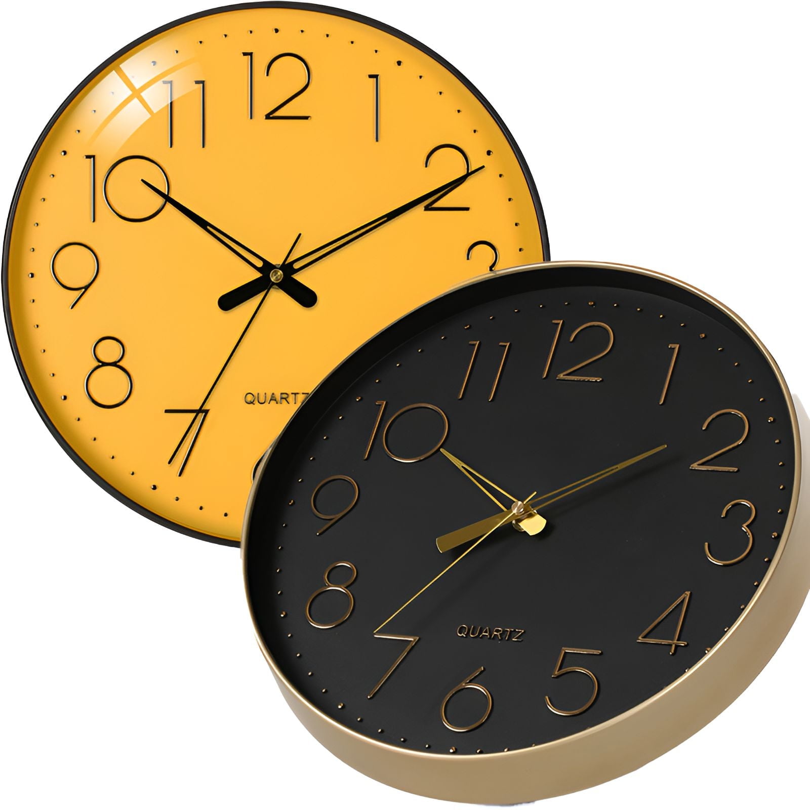 DESIGNICE 2Pcs Wall Clock,Streamlinedlacquered Frame Modern Wall Clock ...