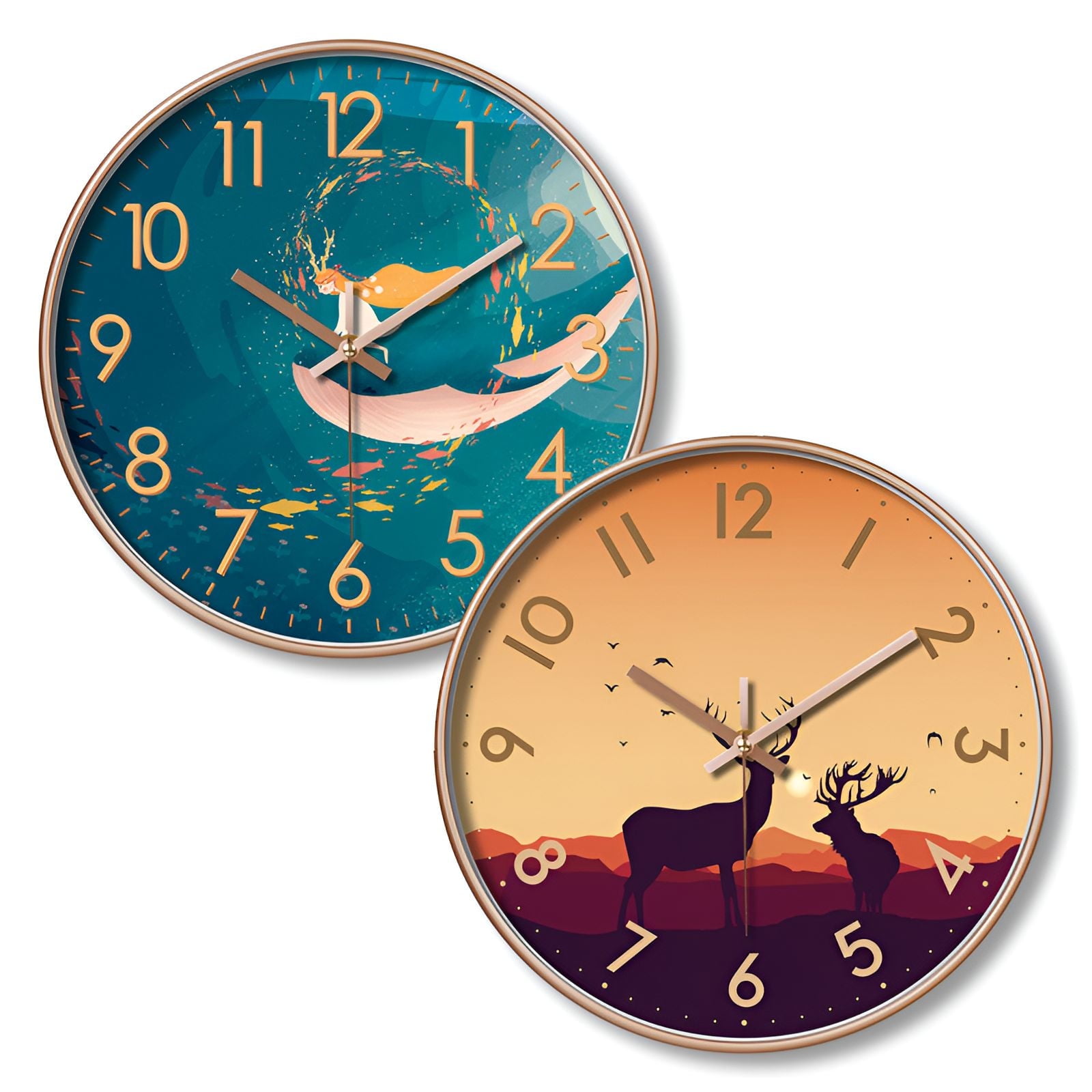 DESIGNICE 2Pcs Wall Clock,8in Atomic Wall Clock,Quiet Movement Clocks ...