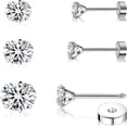 DESIGNICE 3 Pairs Flat Back Earrings for Women,Titanium Stud Flat Screw ...