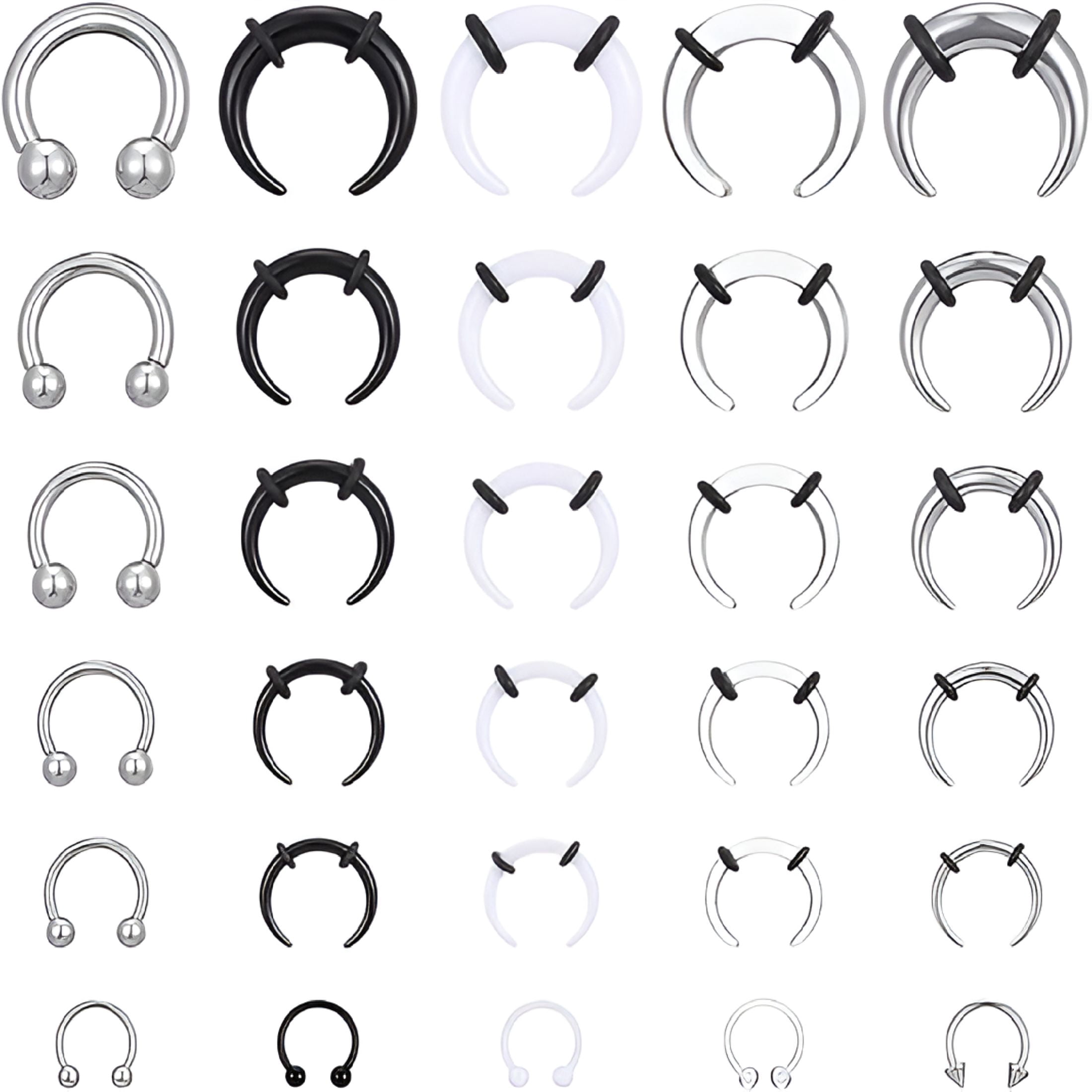 DESIGNICE 30pcs Septum Pincher Tapers Horseshoe Septum Rings Acrylic ...