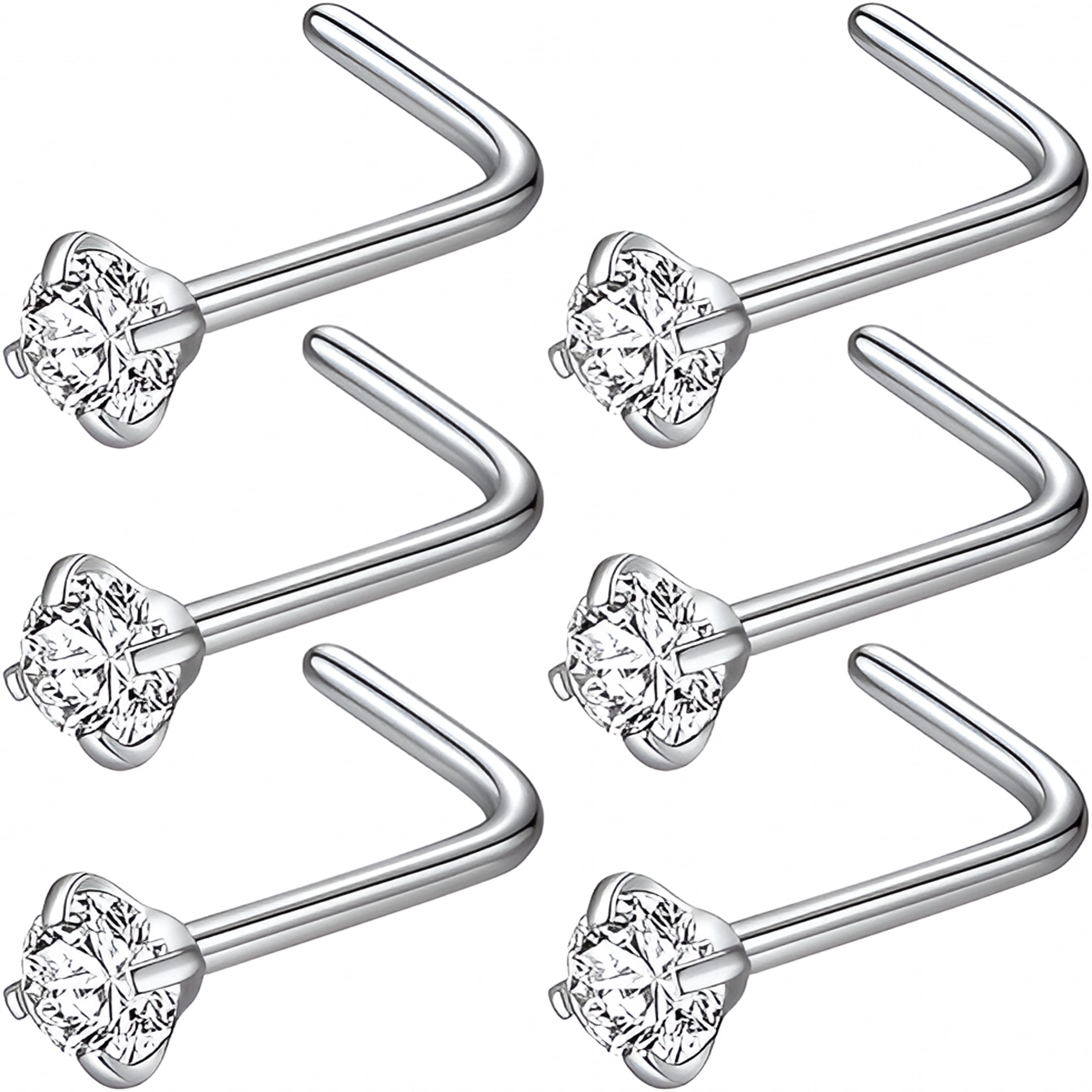 DESIGNICE 316L Surgical Steel 22g/20g/18g Nose Rings Studs L-Shape Nose ...