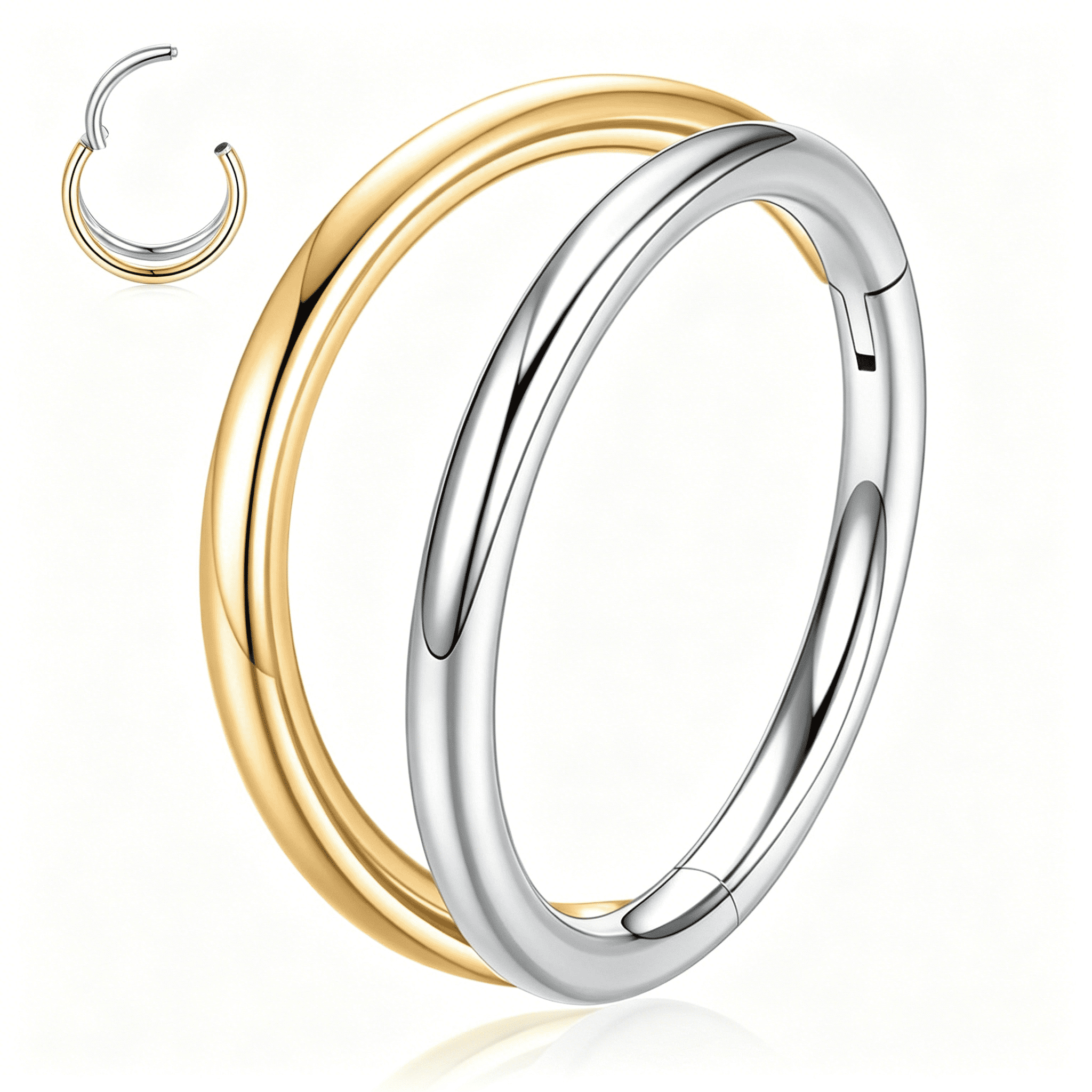 DESIGNICE 316L Surgical Steel Septum Clicker Ring Nose Ring Hoop ...