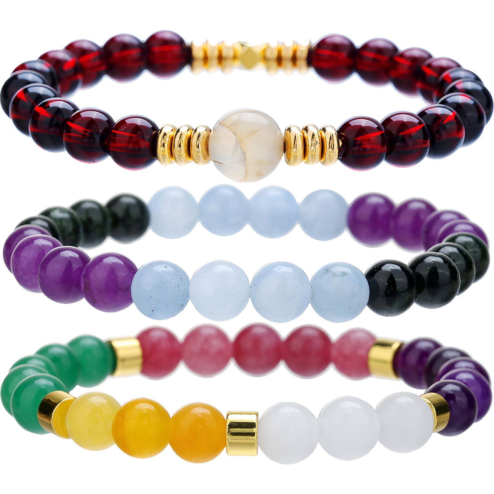 DESIGNICE 3Pcs Beaded Bracelets for Women,Multi-Color Bead Combination ...