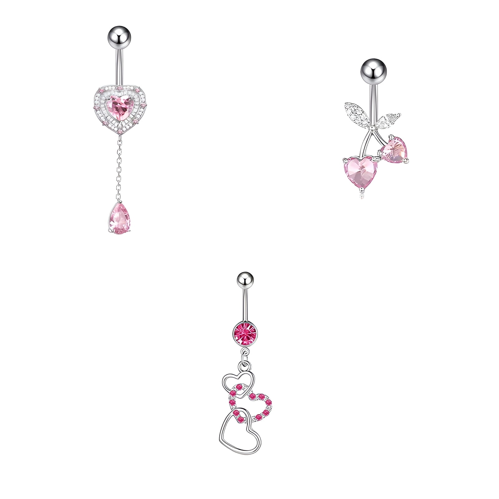 DESIGNICE 3Pcs Belly Button Ring,Minimalist Heart Style Belly Rings for ...