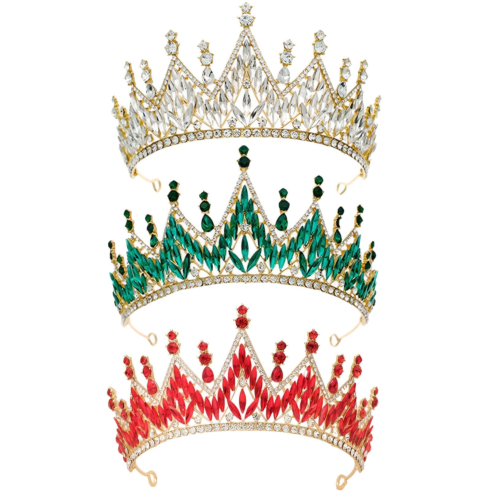 DESIGNICE 3Pcs Birthday Crown for Girls,Luxurious Three-Dimensional Texture Princess Crown ...