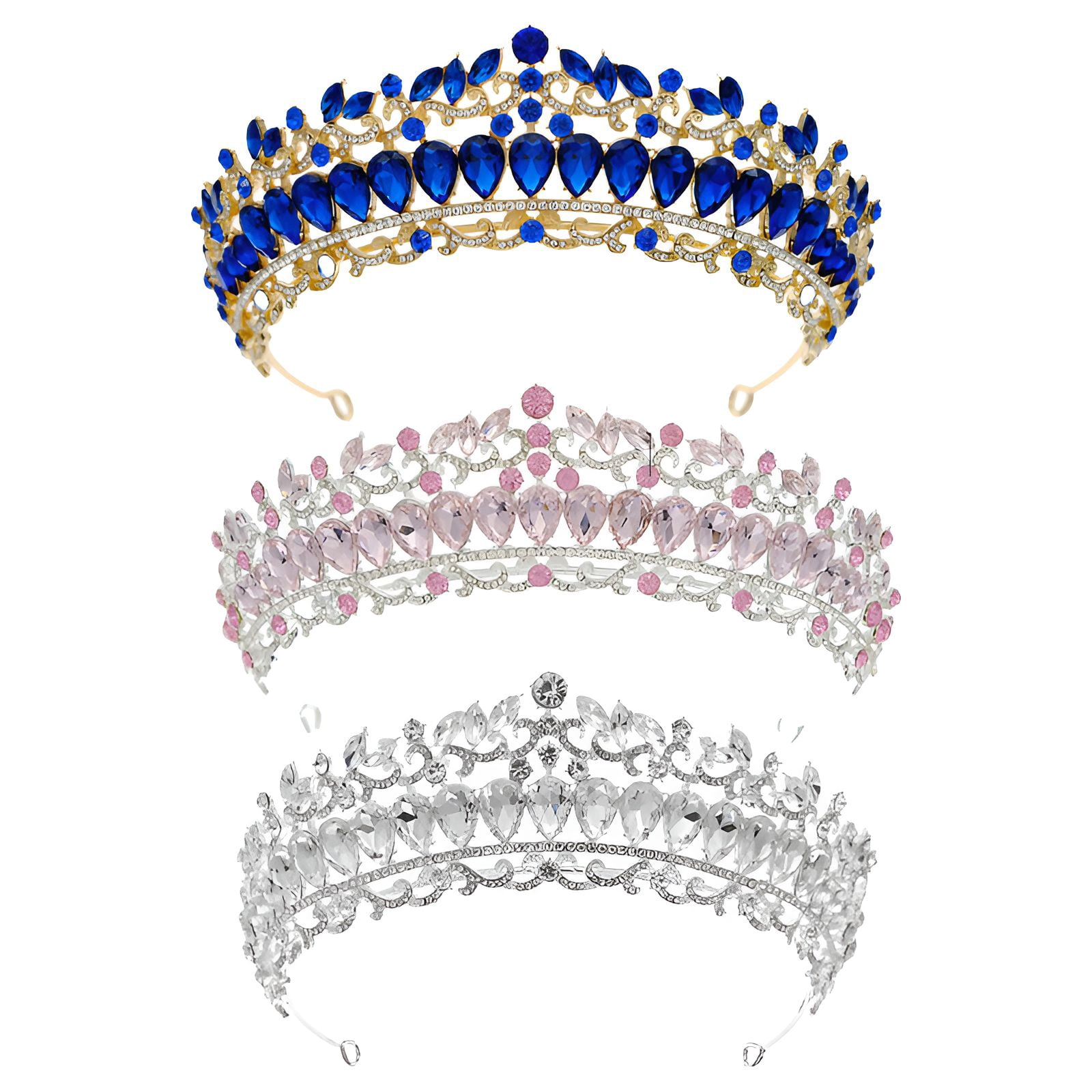 DESIGNICE 3Pcs Birthday Girl Crown,Gemstone Edging with Carved ...