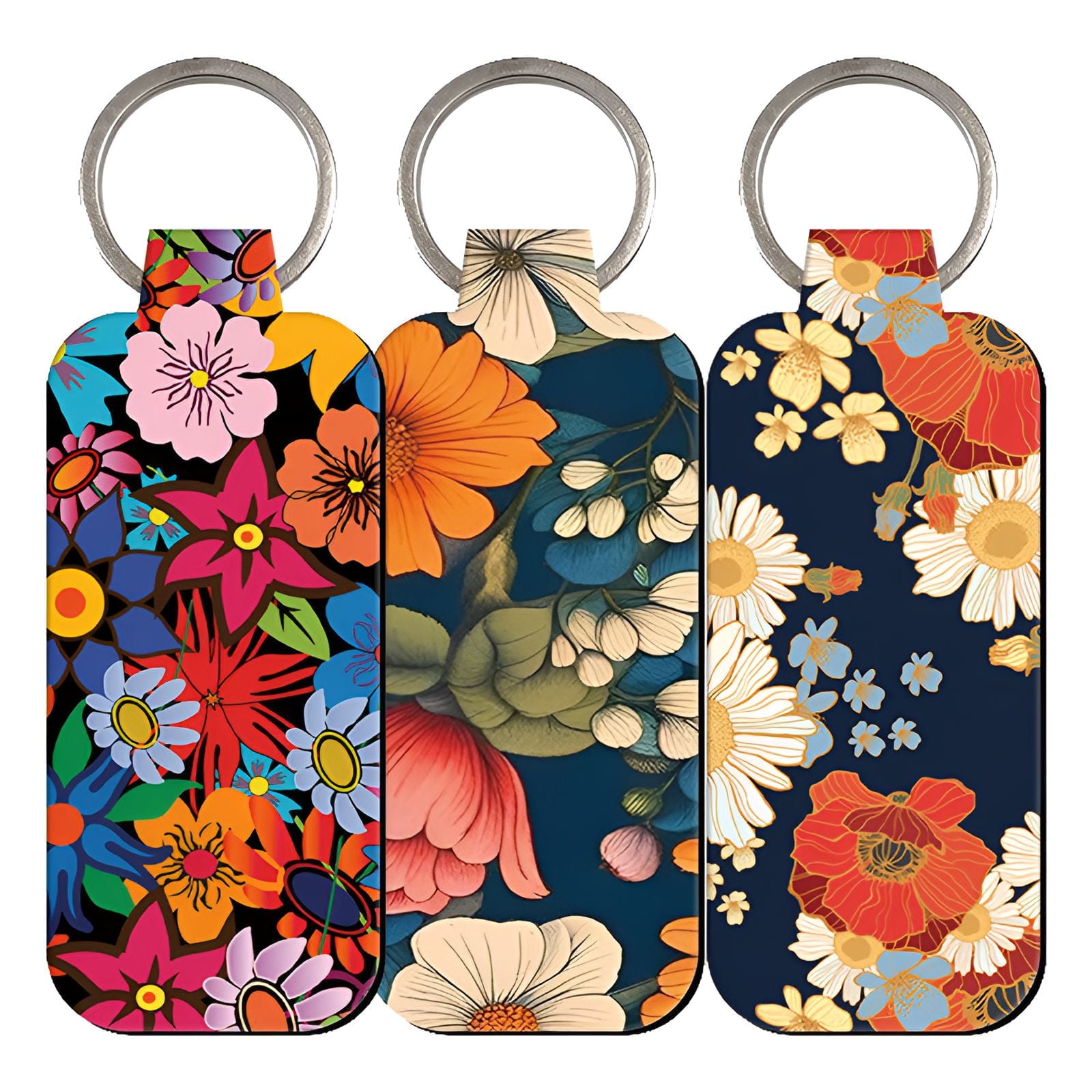 DESIGNICE 3Pcs Chapstick Holder Key Chain,Floral Patterns Are Artistic ...