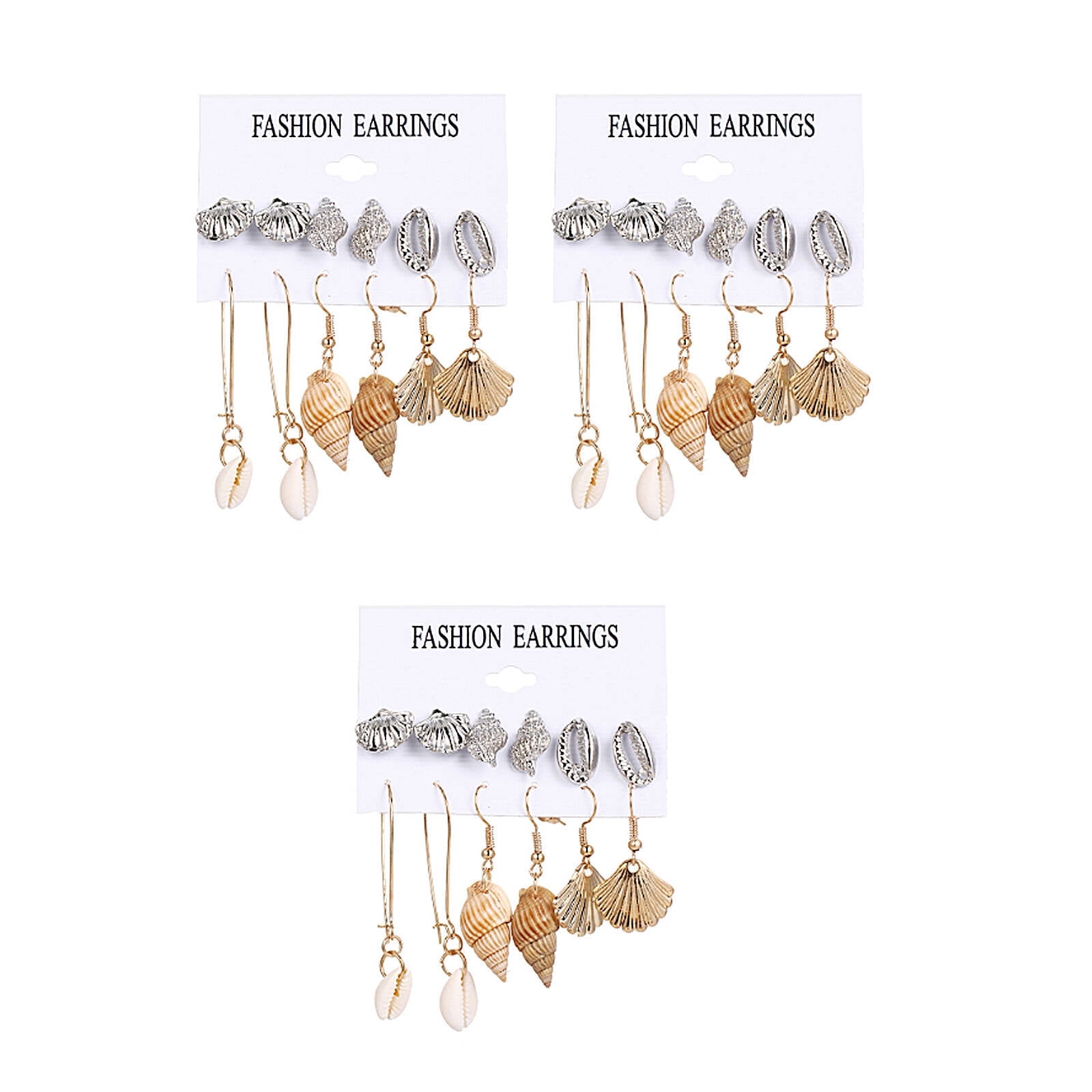 DESIGNICE 3Pcs Earrings,Ocean-Inspired Design Aretes De Mujer,Shell ...