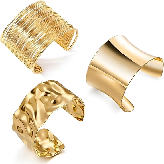 DESIGNICE 3Pcs Gold Chunky Cuff Bracelets for Women Irregular ...