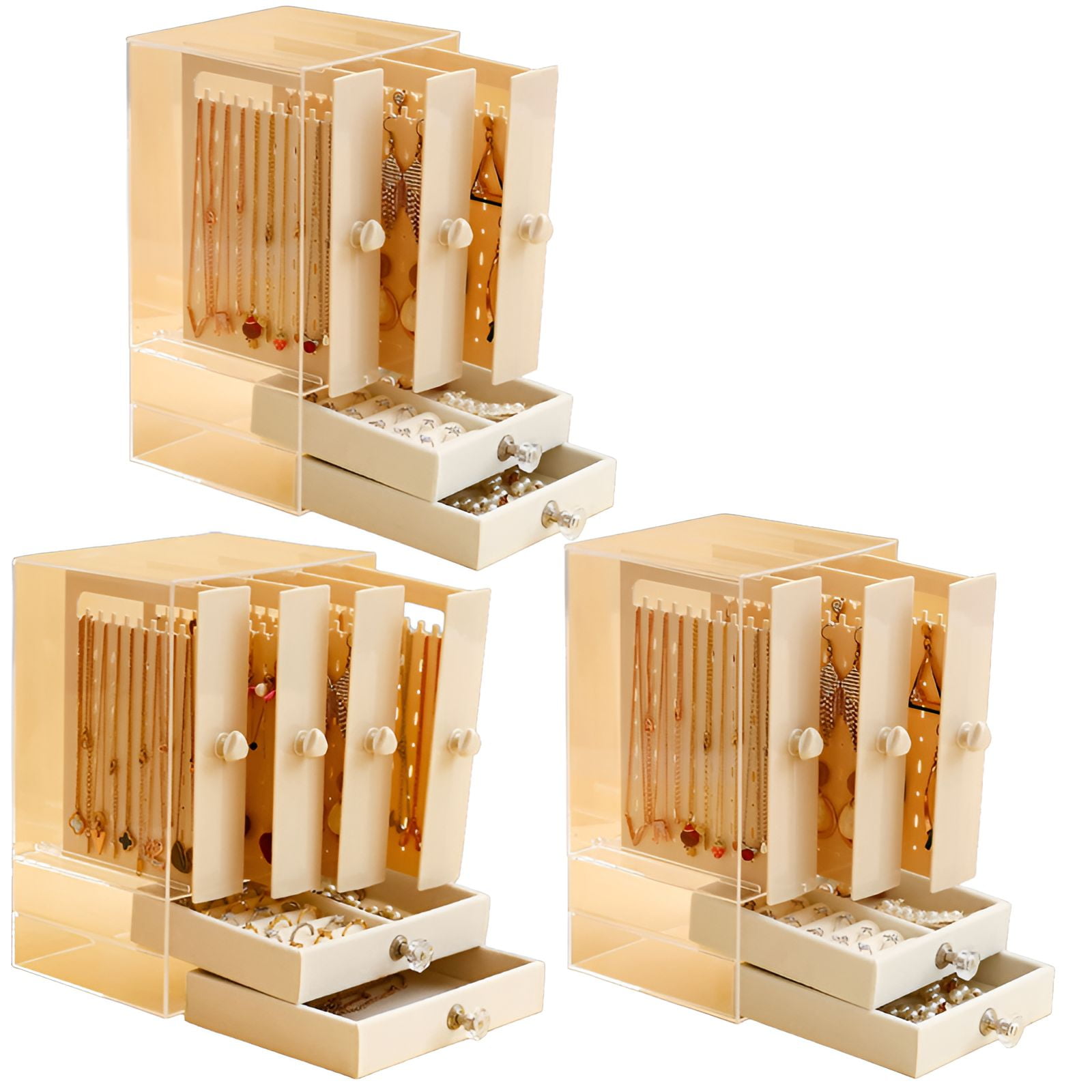 DESIGNICE 3Pcs Jewelry Organizer,Wooden Options for A Natural Aesthetic ...
