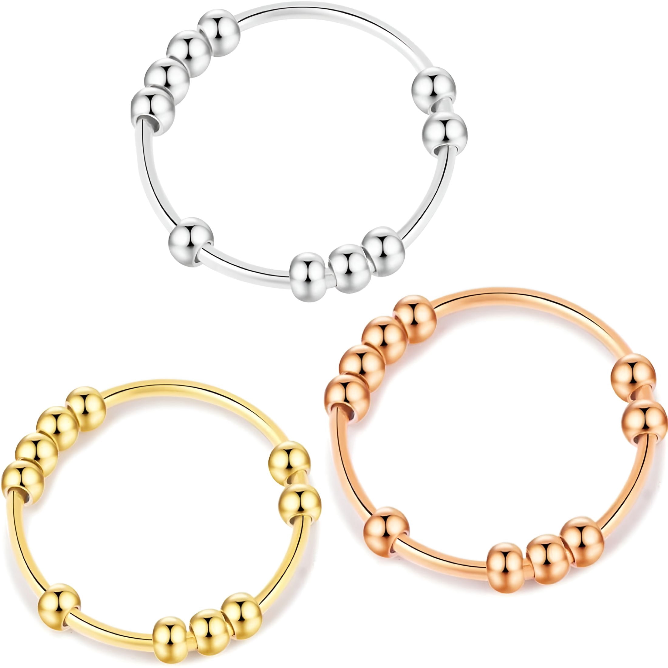 DESIGNICE 3pcs/lot Fidget Ring for Women, Worry Anxiety Rings Beads ...