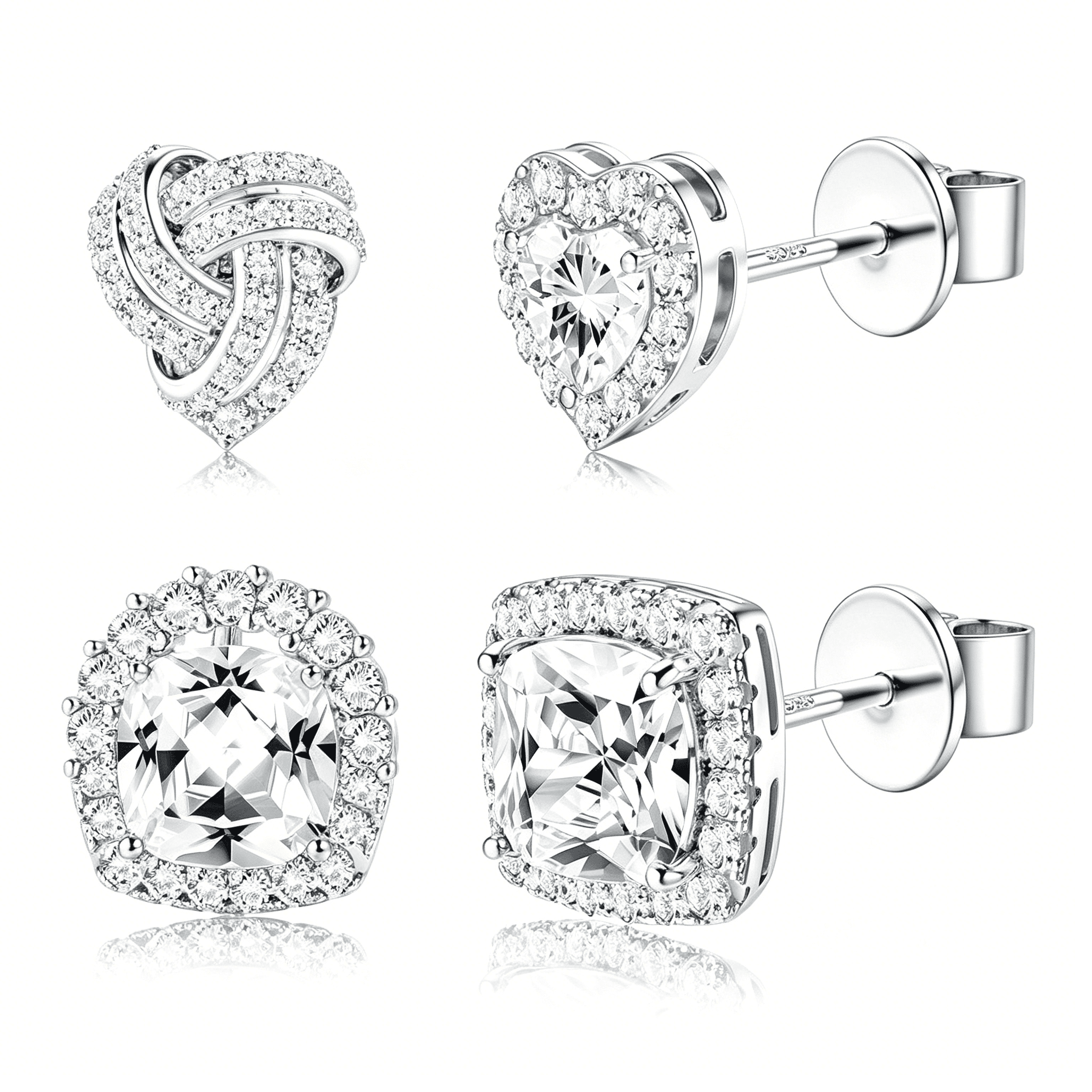 DESIGNICE 4 Pairs Sterling Silver Stud Earrings for Women 14K Gold ...
