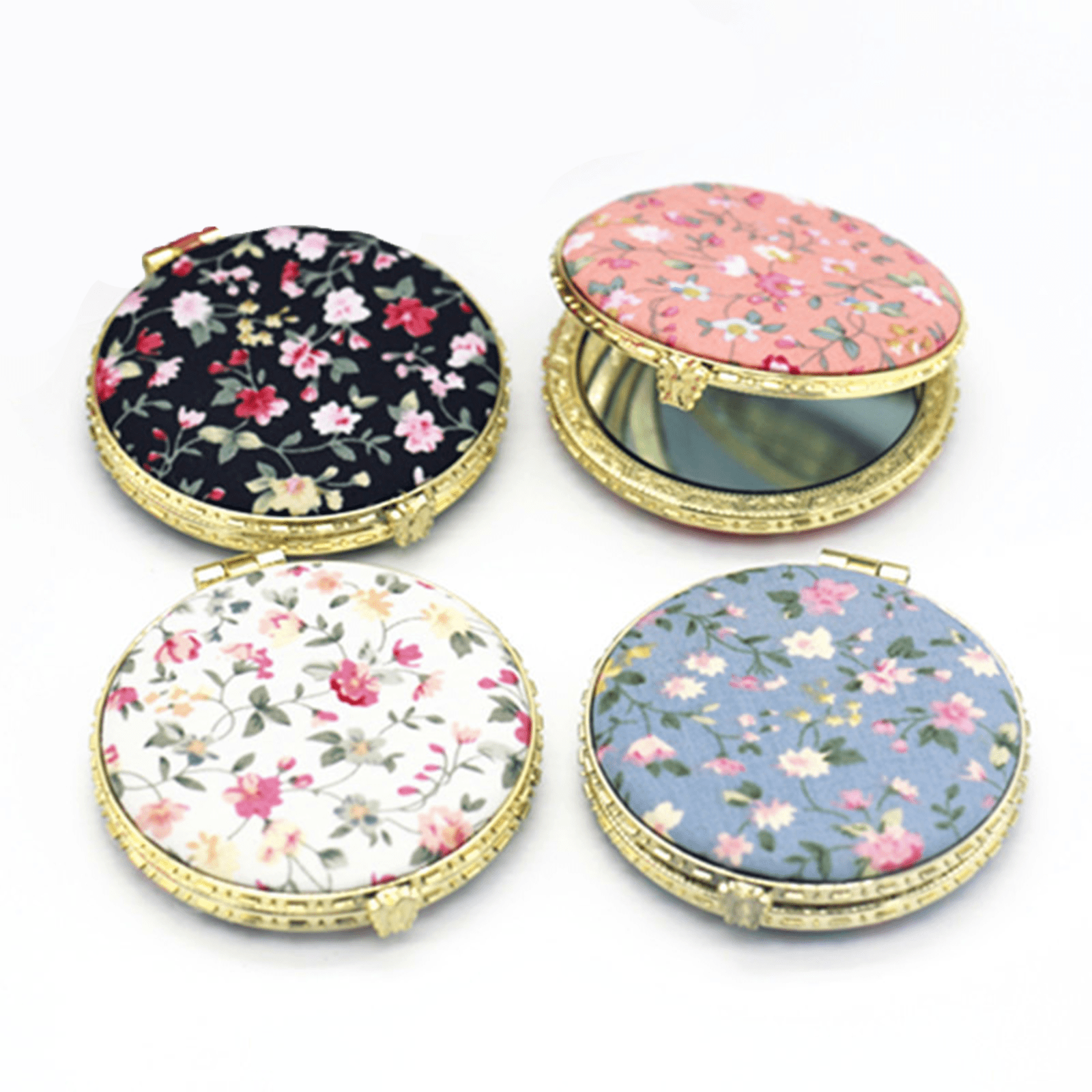 DESIGNICE 4 Pcs Compact Mirror Retro Mini Makeup Mirror with Printed ...