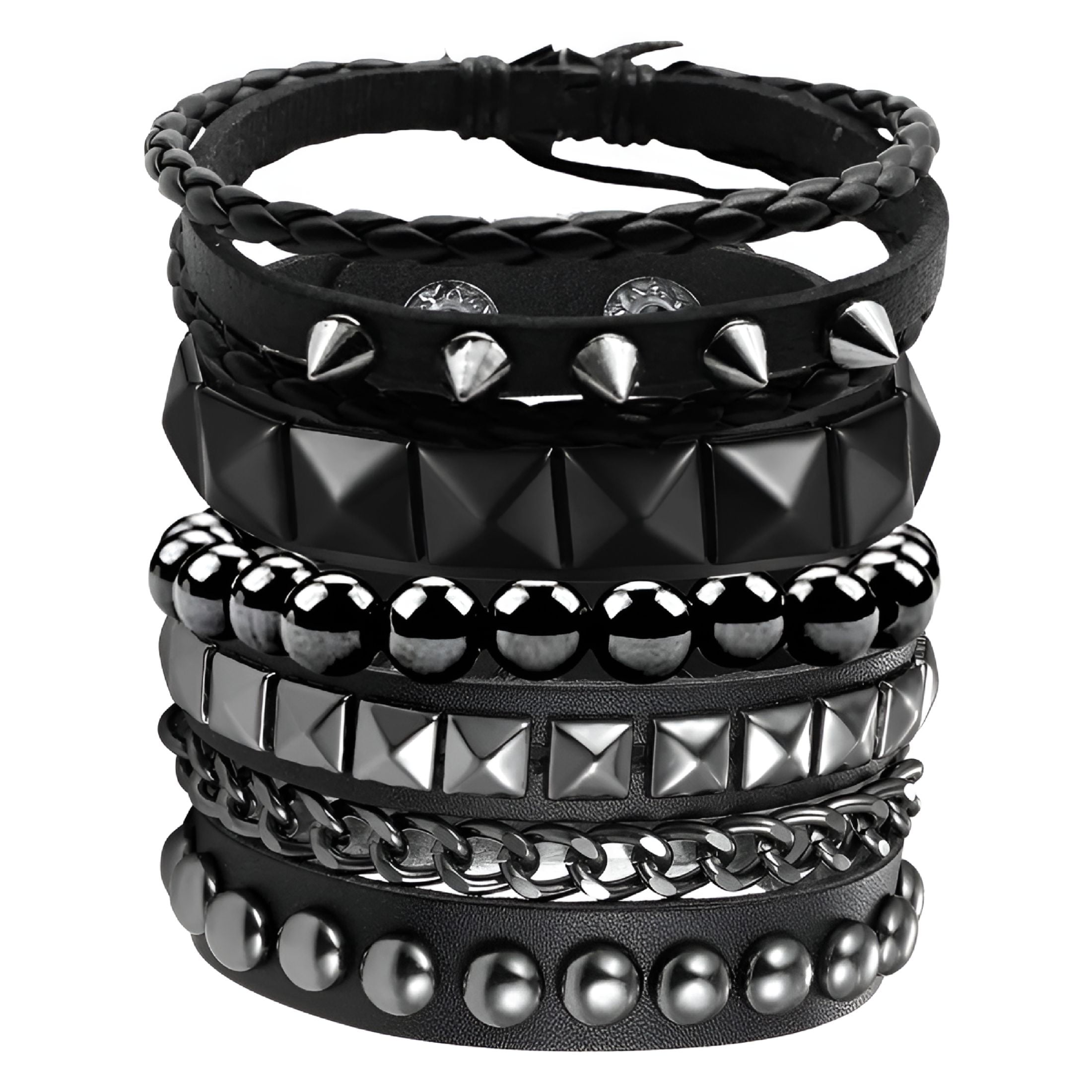 DESIGNICE 4 Pcs Punk Rock Leather Studded Bracelets for Men Women 80S ...