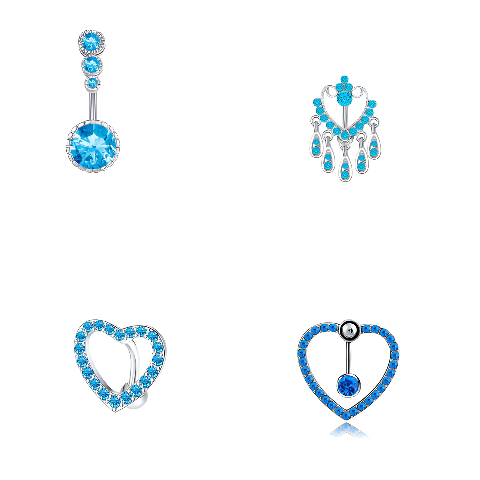 DESIGNICE 4Pcs Belly Button Ring,Blue Pendant Charm Belly Button Rings ...
