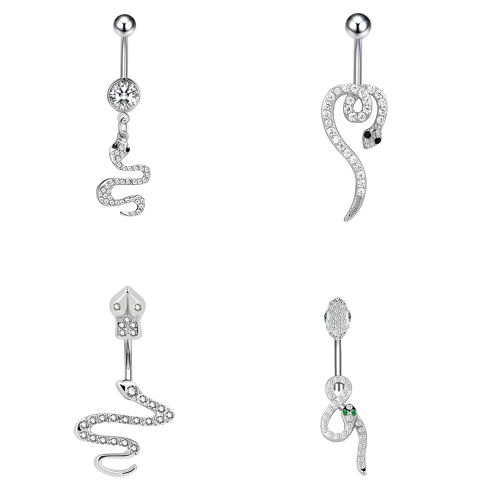 DESIGNICE 4Pcs Belly Button Ring,Fashionable Snake Pairing Belly Ring ...