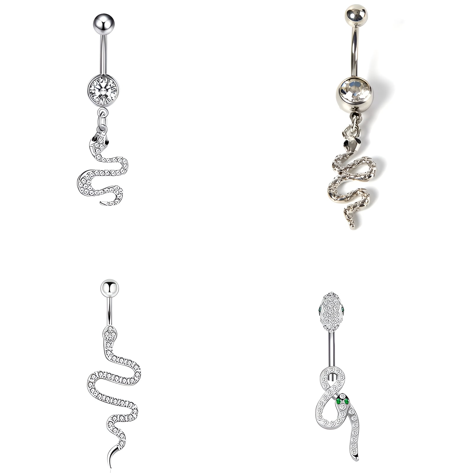 DESIGNICE 4Pcs Belly Button Ring,Scaled Snake Design Belly Piercing ...