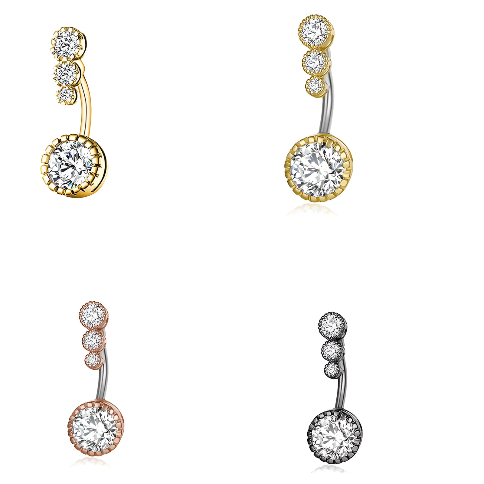 DESIGNICE 4Pcs Belly Button Ring,Sparkling Inlay Effect Belly Button ...