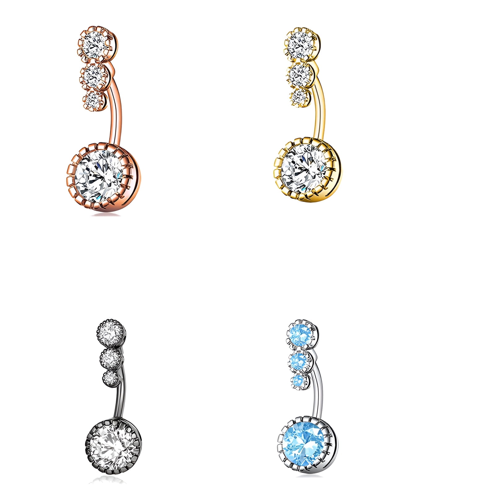DESIGNICE 4Pcs Belly Button Ring,Zirconia Elegant Adornment Belly ...