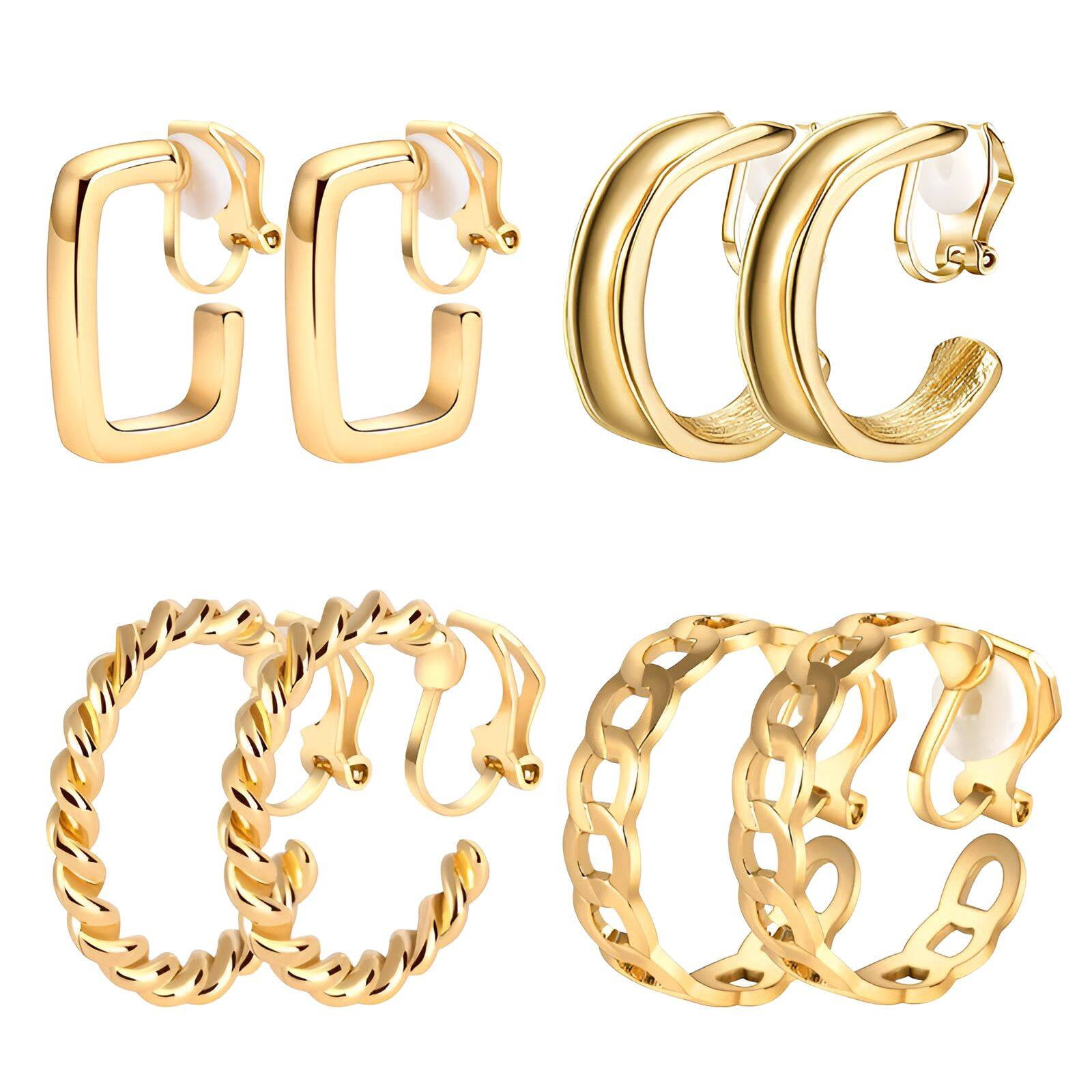 DESIGNICE 4Pcs Clip on Earrings,Simple Elegance, Striking Design ...