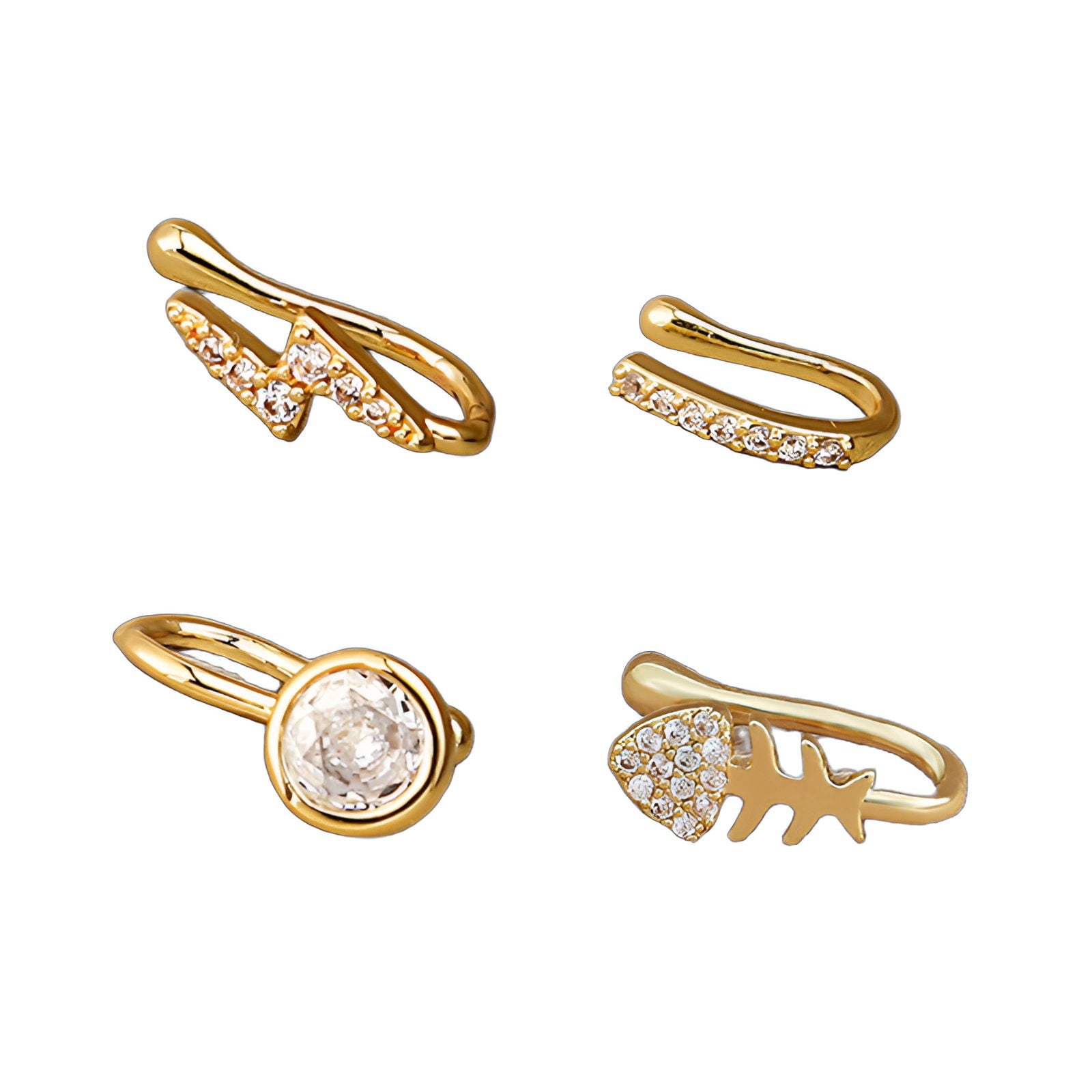 DESIGNICE 4Pcs Nose Rings,Modern Nose Clip Nose Rings for Women,Chic ...