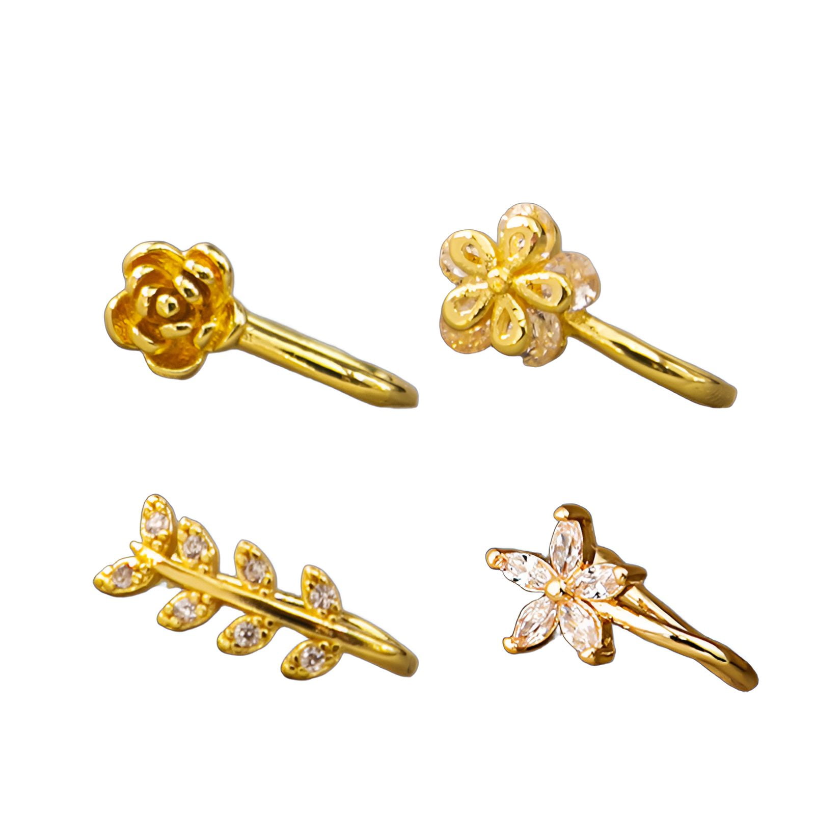 DESIGNICE 4Pcs Nose Rings,Simple U-Shape Clip Nose Rings for Women,Bold ...